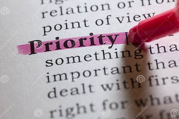 Definition of priority stock photo. Image of highlight - 232348768