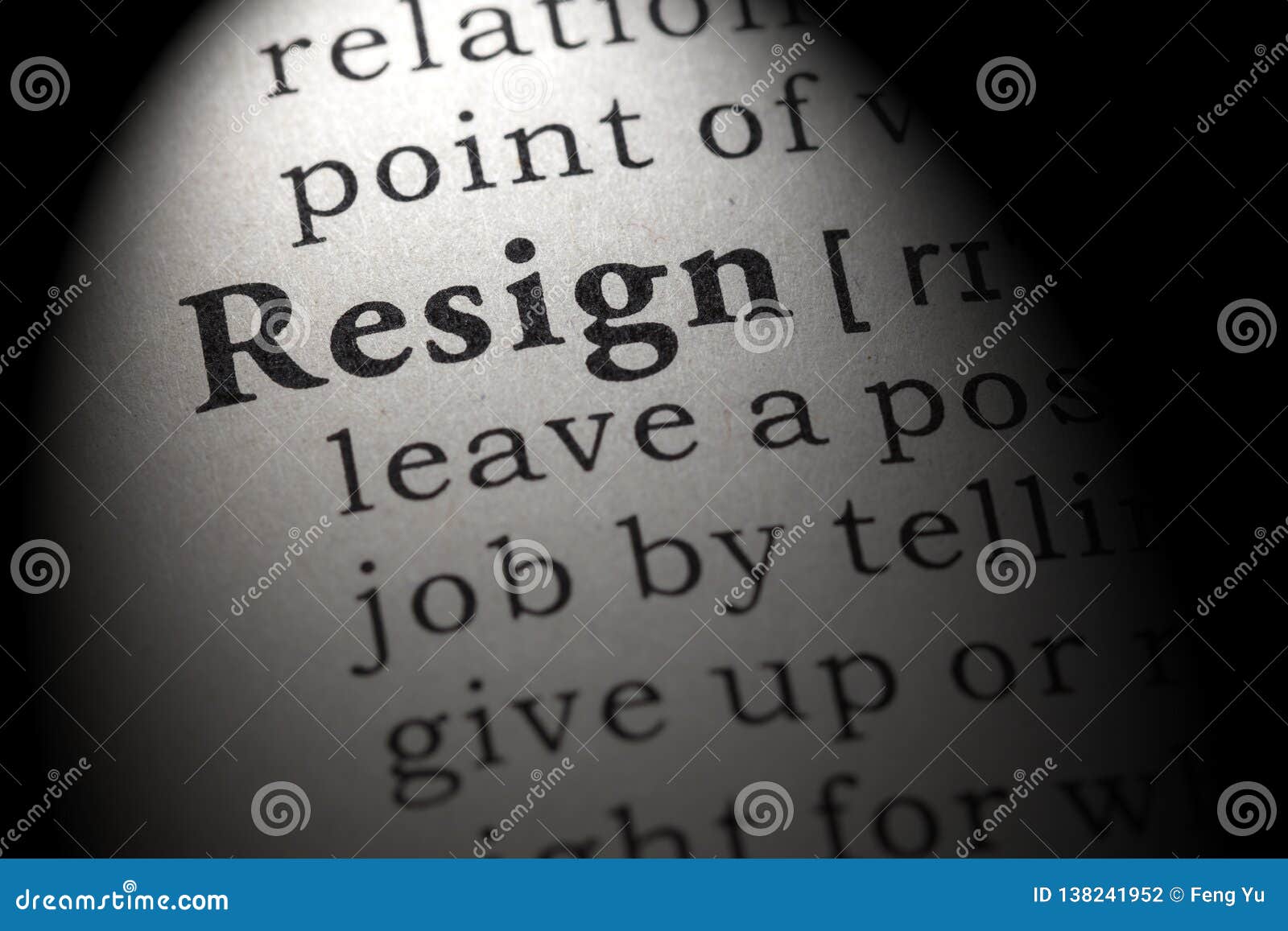 Definition of resign stock photo. Image of close, printing - 138241952
