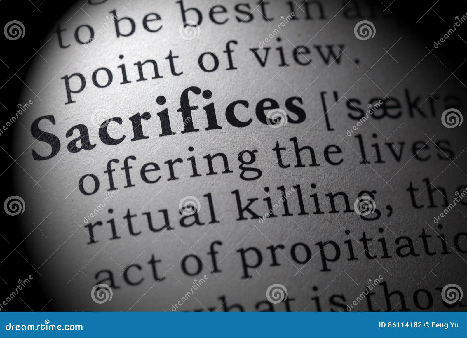Definition of sacrifices stock photo. Image of definition - 86114182