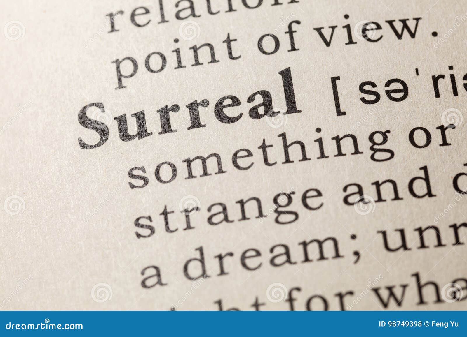 Definition of surreal stock photo. Image of close, word - 98749398