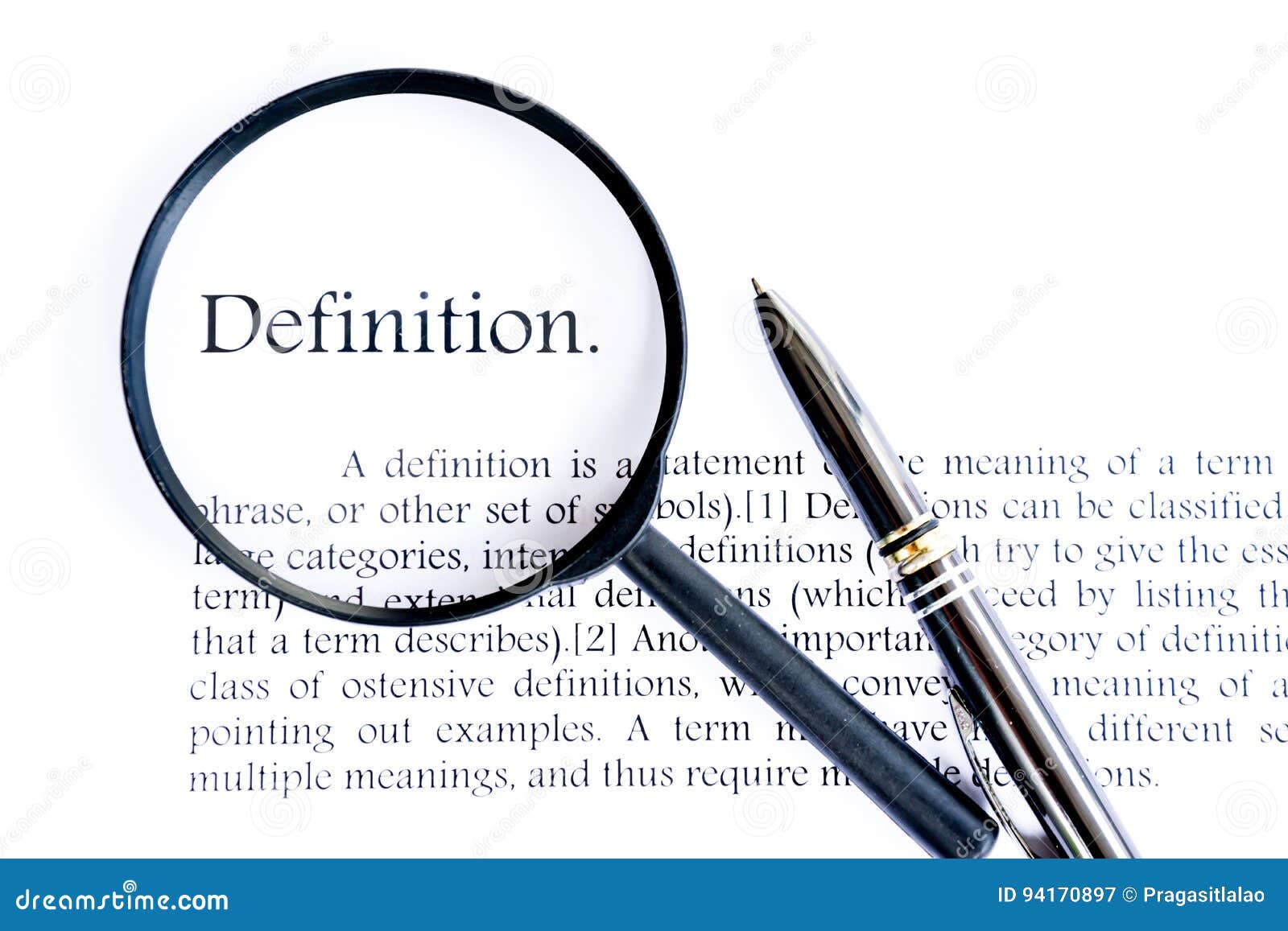 Definition Text Focus on White Background Stock Image - Image of paper ...