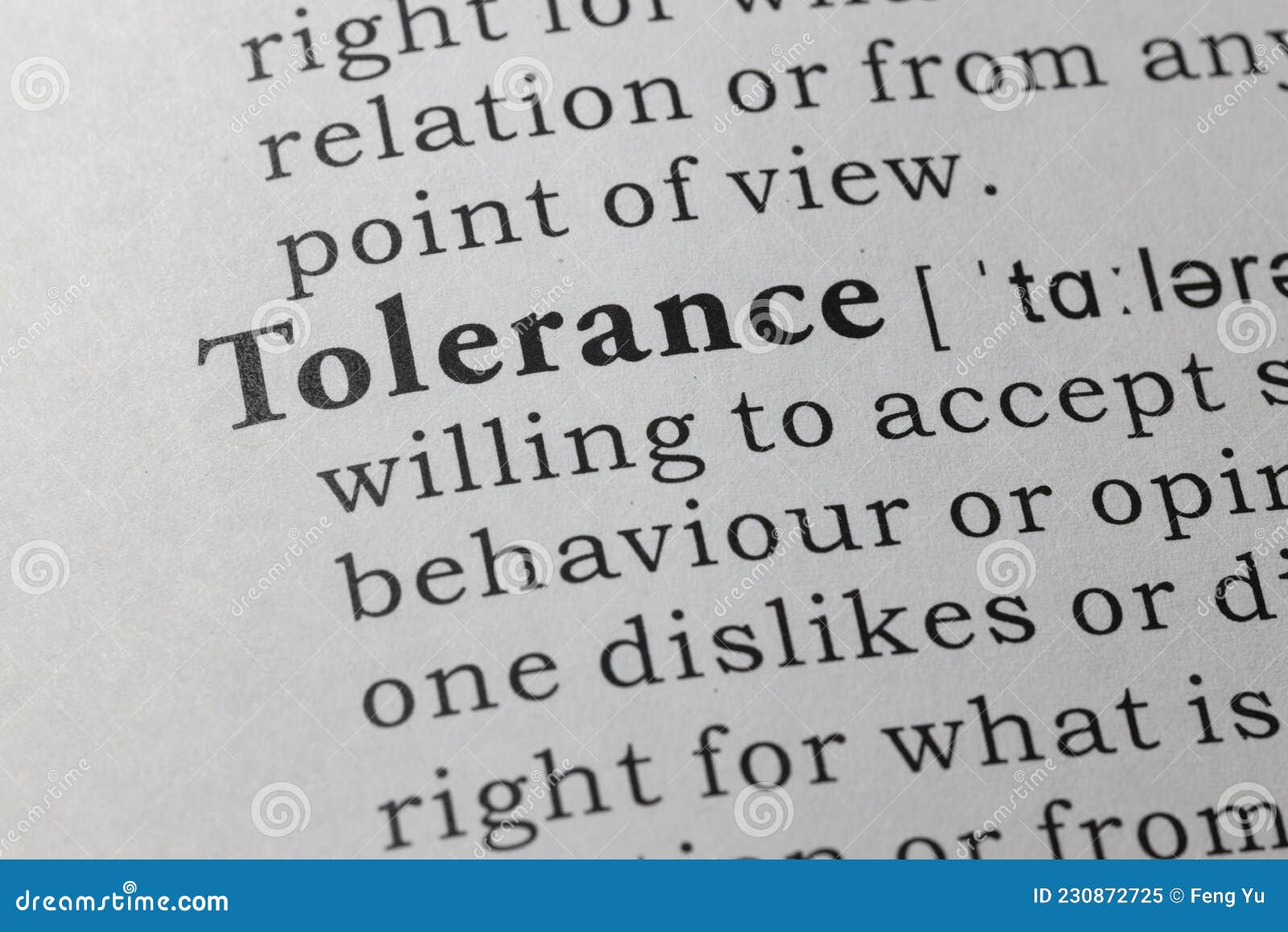 Definition of tolerance stock image. Image of printing - 230872725