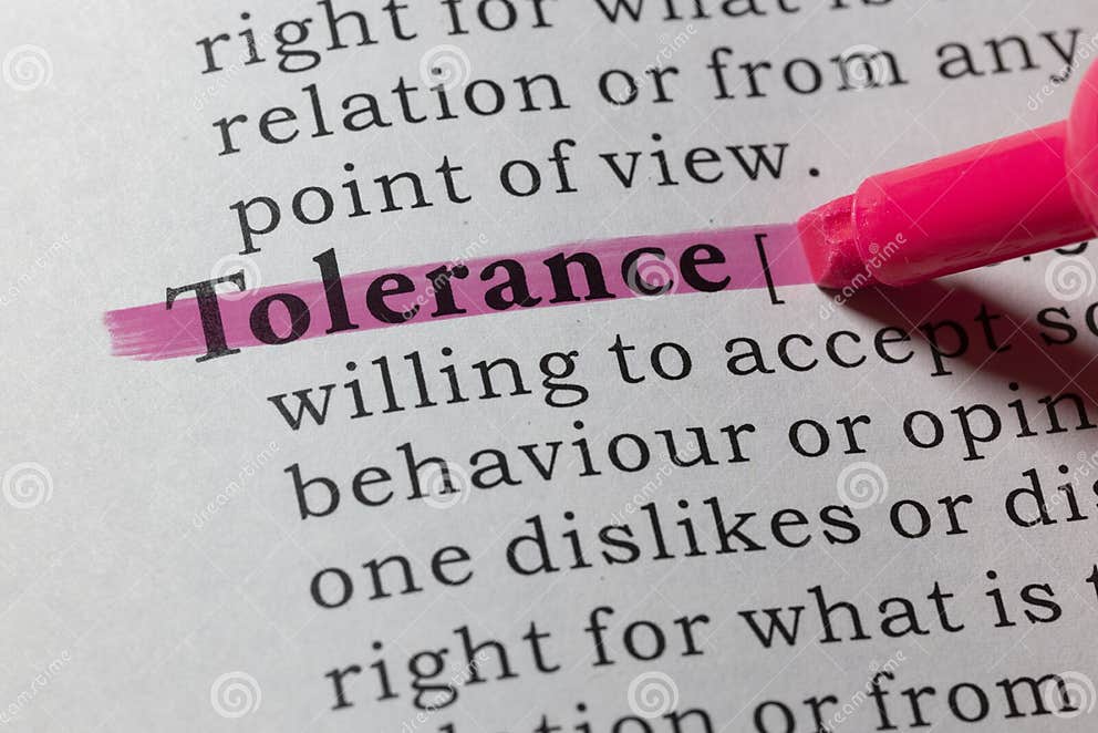 Definition of tolerance stock photo. Image of highlighter - 230872760