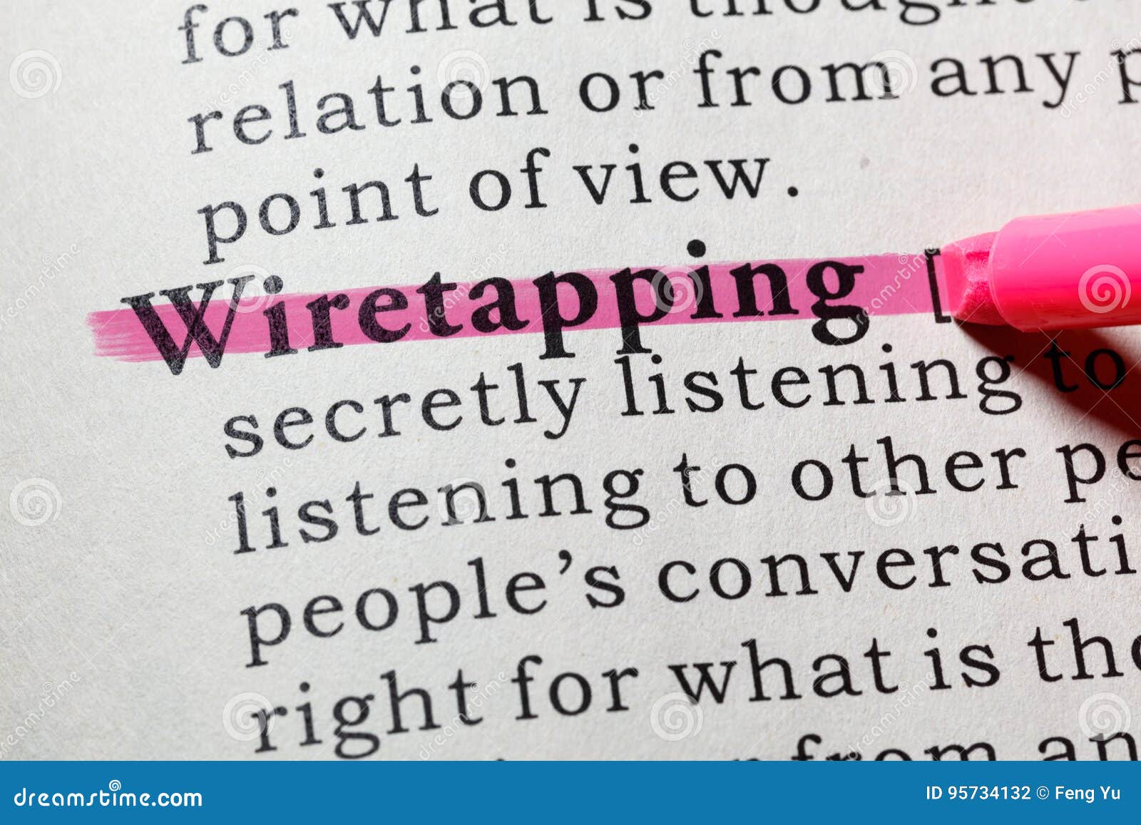 Definition of Wiretapping stock photo. Image of highlight - 95734132