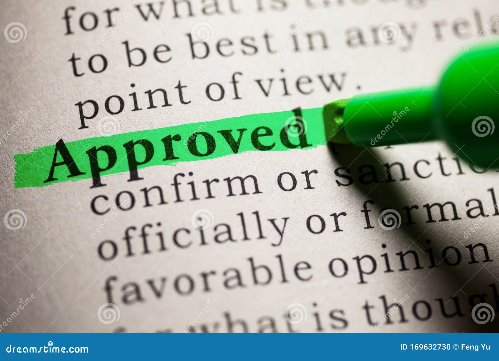 Definition of the Word Approved Stock Photo - Image of green ...