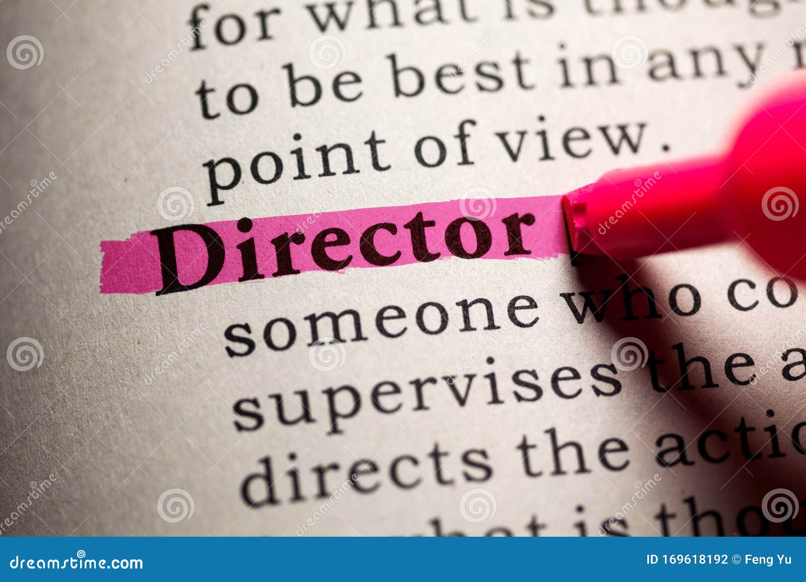 Definition of the Word Director Stock Photo - Image of highlight ...