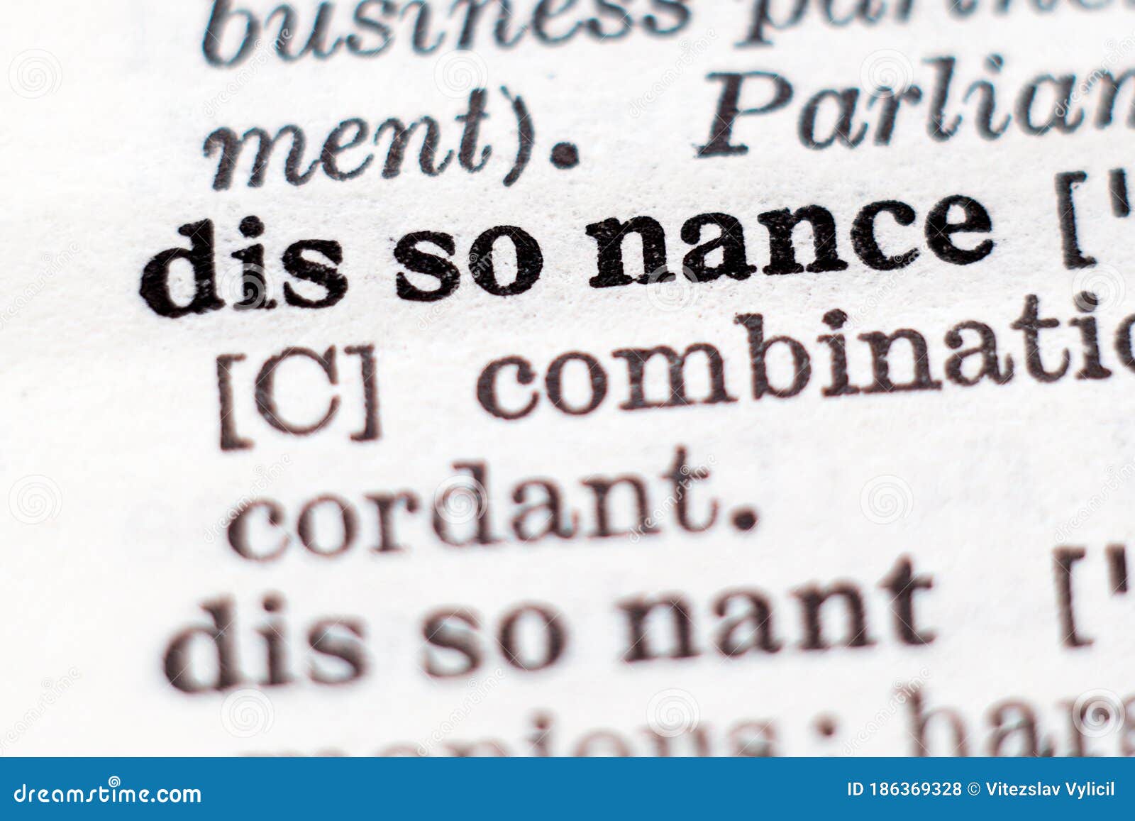 Definition of Word Dissonance Stock Photo - Image of english, concept ...