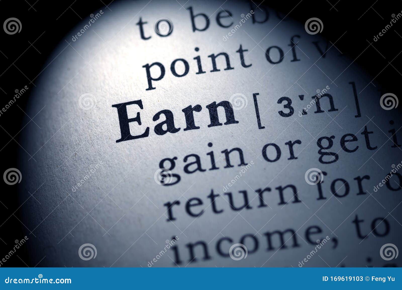 Definition of the Word Earn Stock Image - Image of word, blue: 169619103