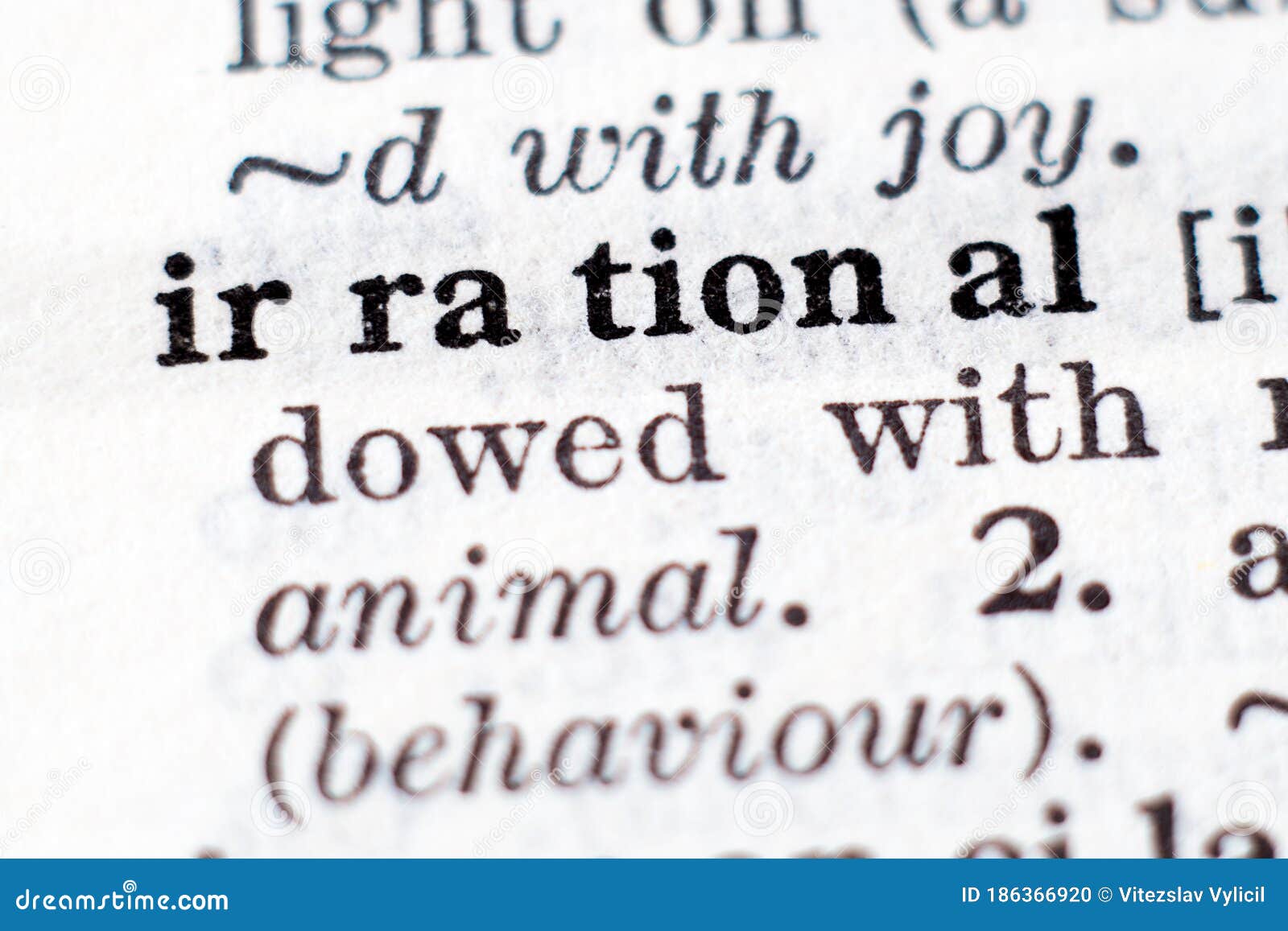 Definition of Word Irrational Stock Photo - Image of english ...