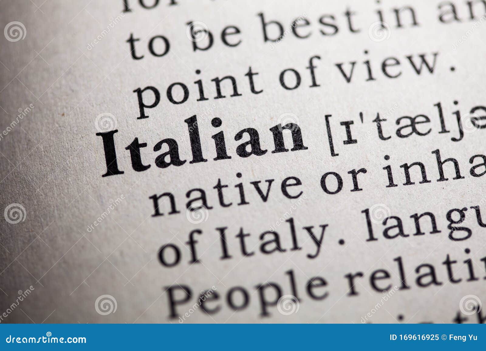 Definition of the Word Italian Stock Image - Image of italian, text ...