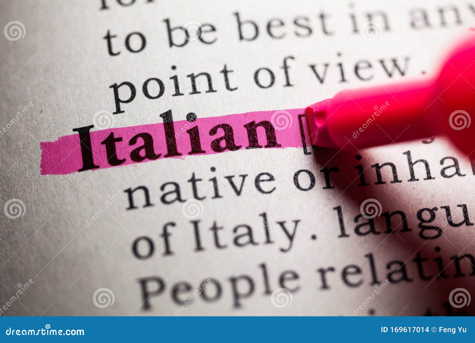 Definition of the Word Italian Stock Photo - Image of italian, word ...