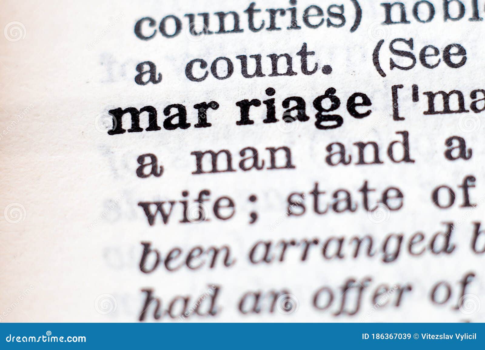 Definition of Word Marriage Stock Image - Image of macrophotography ...