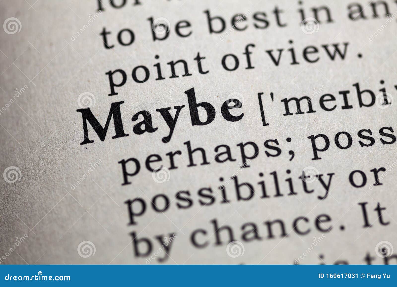 Definition of the Word Maybe Stock Image - Image of text, book: 169617031