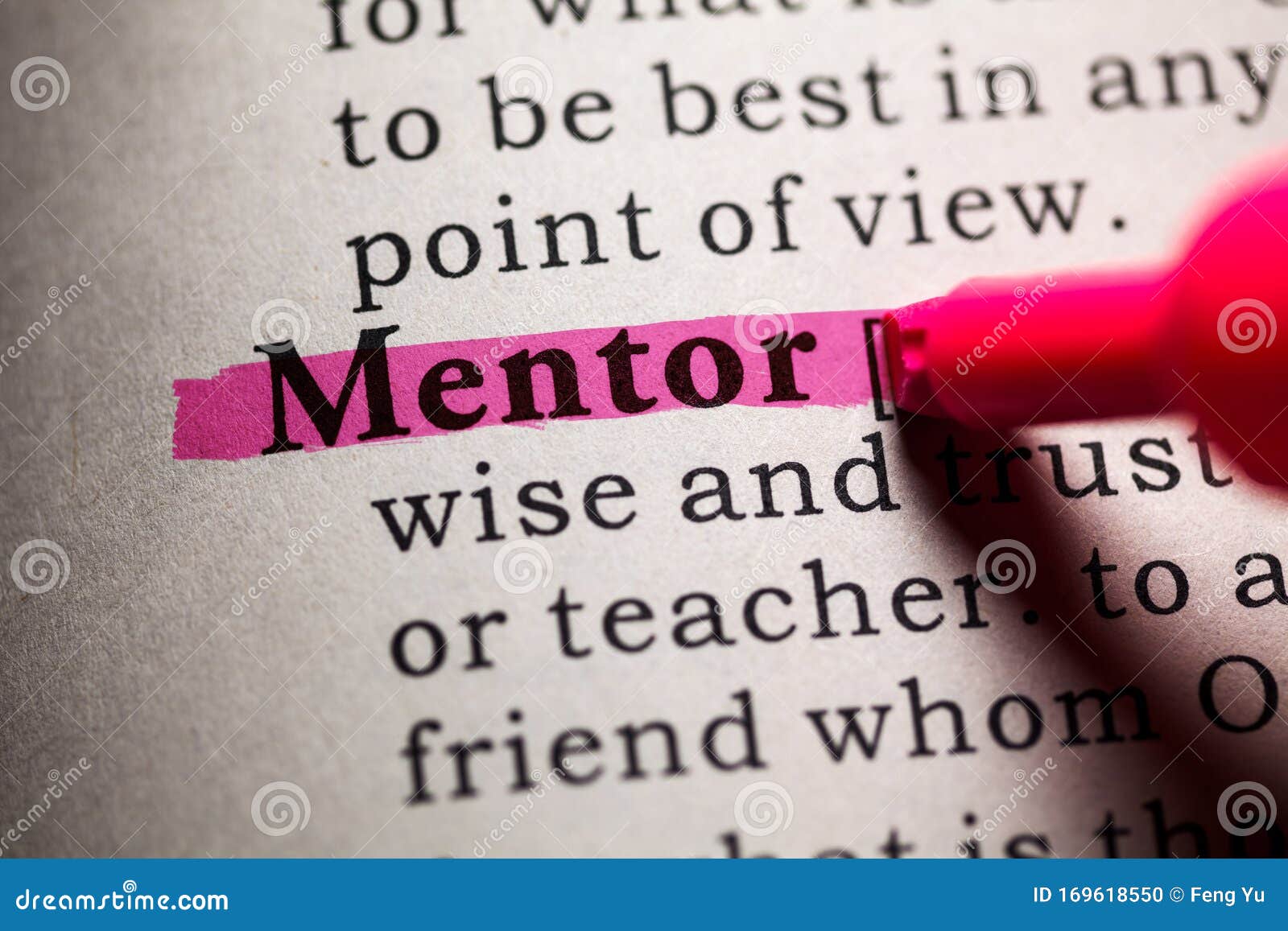 Definition of the Word Mentor Stock Photo - Image of book, highlight ...