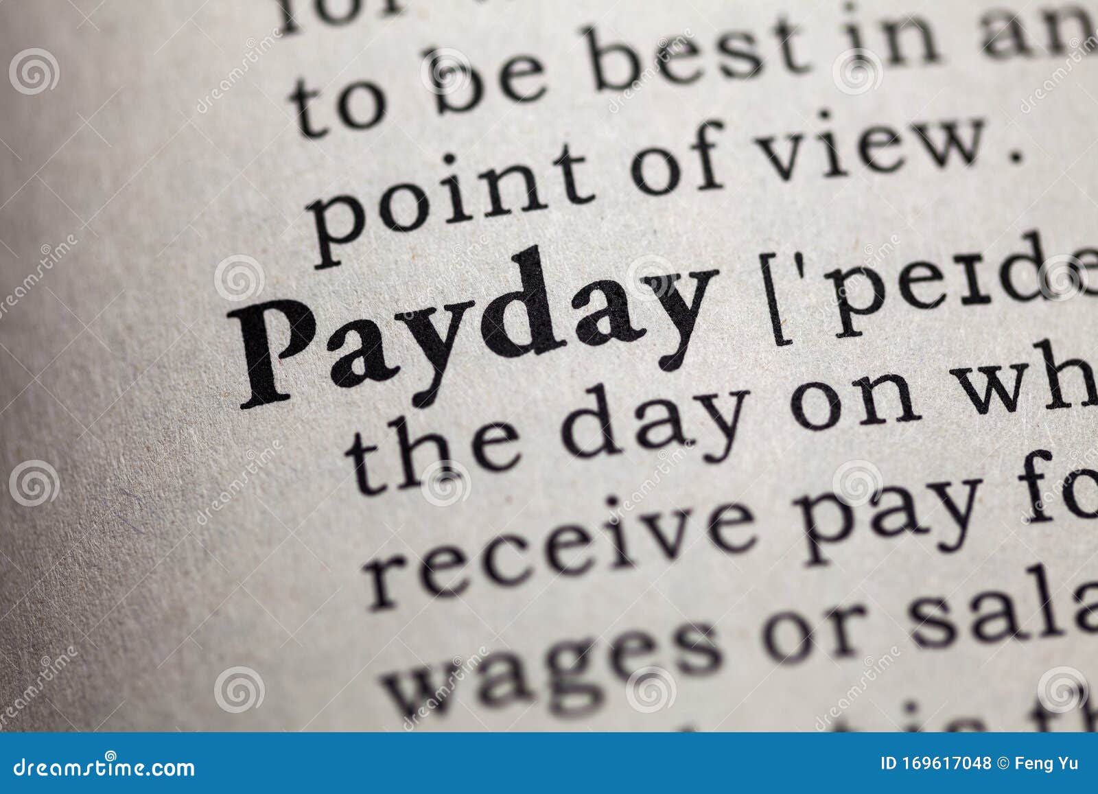 Definition of the Word Payday Stock Photo - Image of payday, printing ...