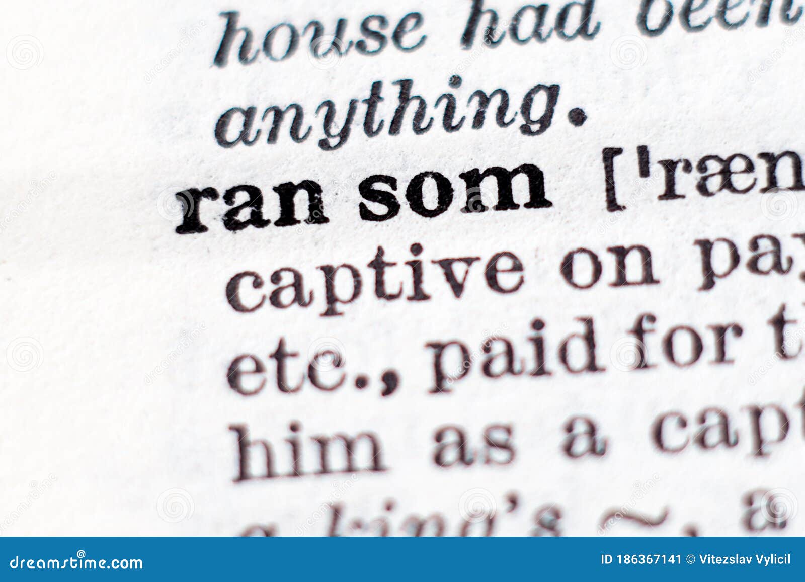 Definition of word Ransom stock image. Image of learn - 186367141