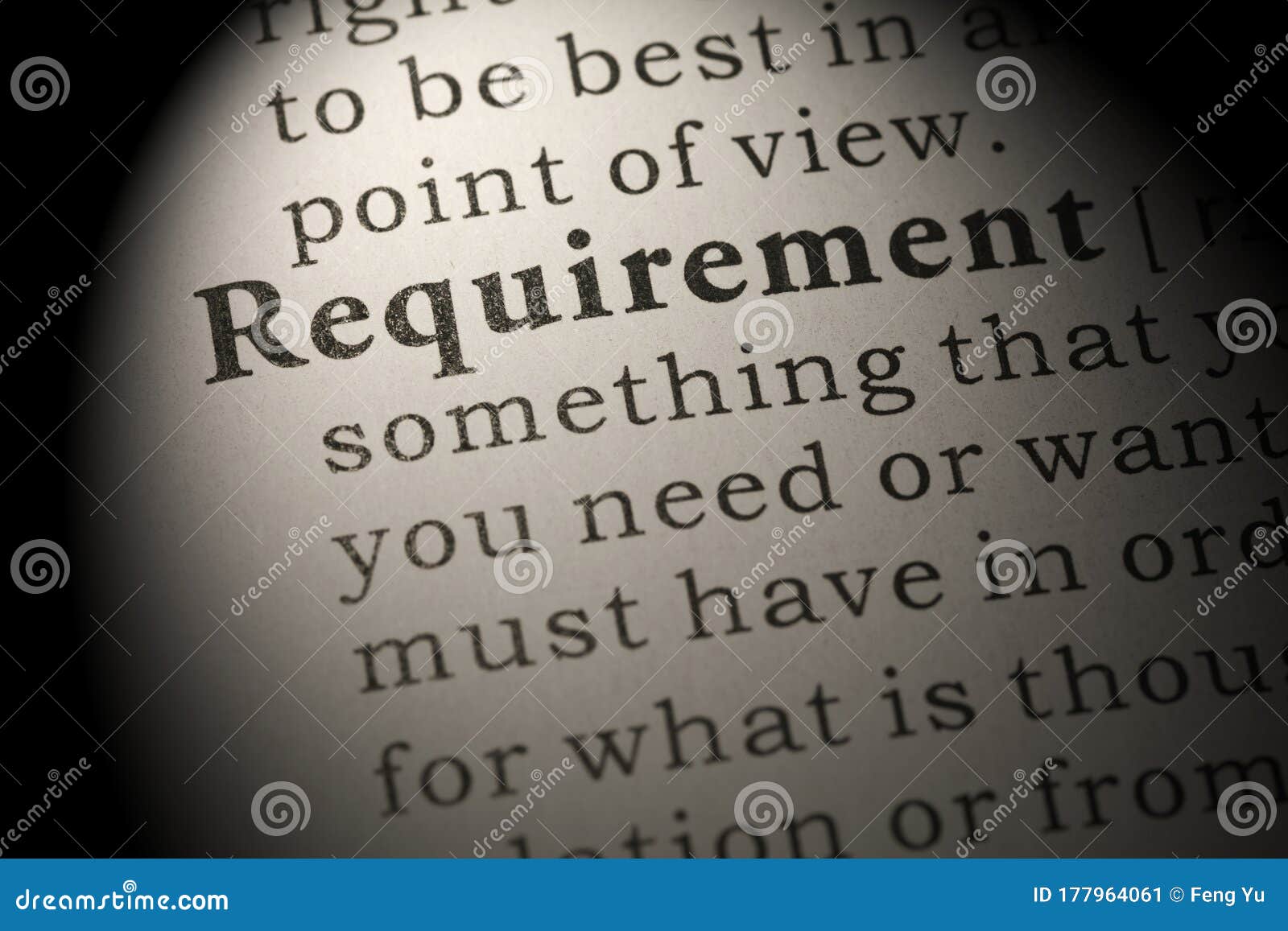 Definition of Word Requirement Stock Image - Image of printing, page ...