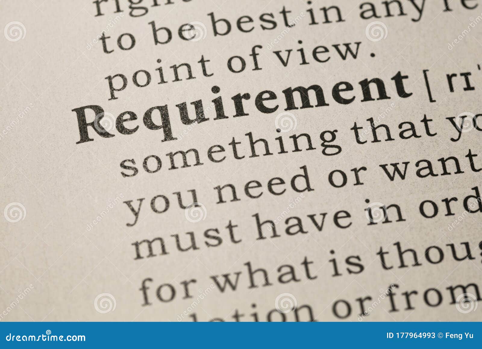 Definition of Word Requirement Stock Image - Image of requirement ...