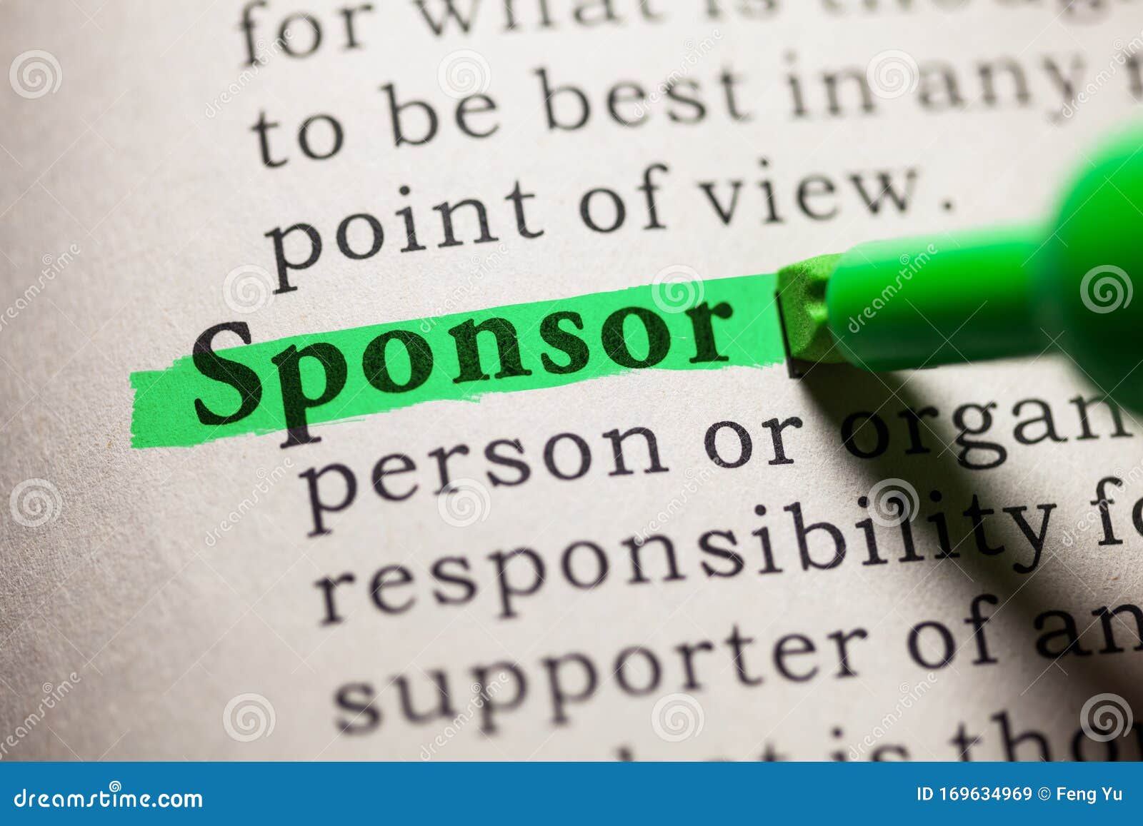 Definition of the Word Sponsor Stock Image - Image of highlighter ...