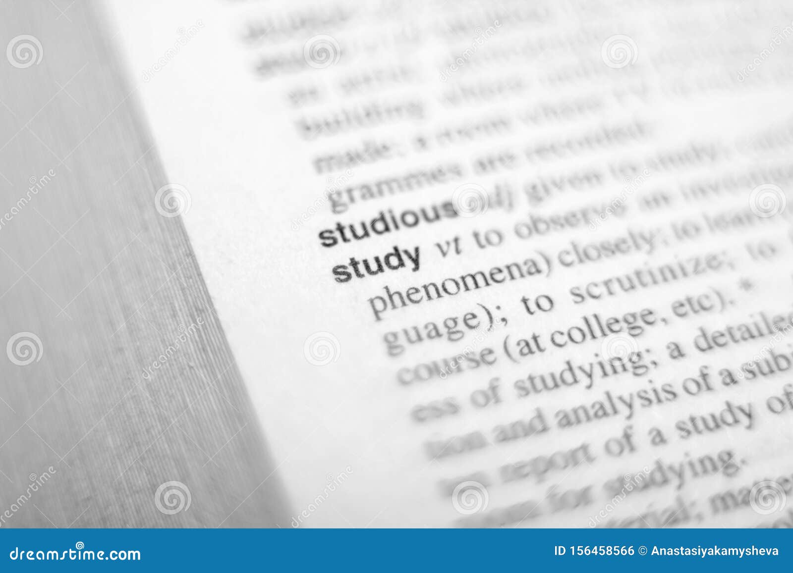 The Definition of the Word Study in a Dictionary Stock Photo - Image of ...