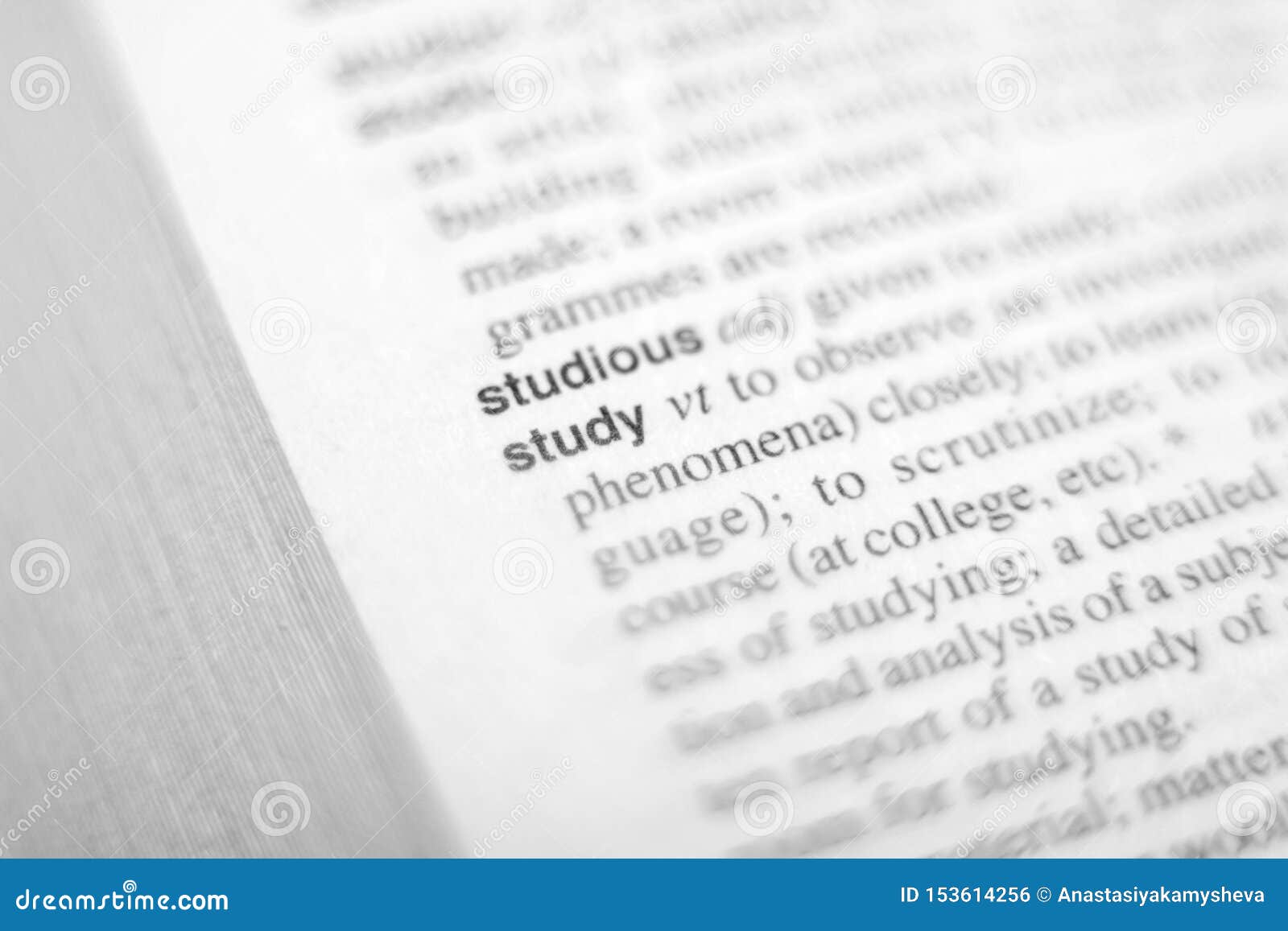 The Definition of the Word Study in a Dictionary Stock Photo - Image of ...
