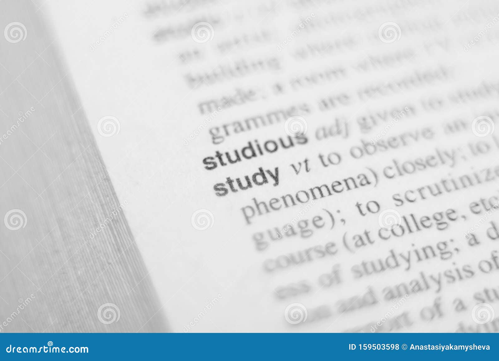 The Definition of the Word Study in a Dictionary Stock Photo - Image of ...