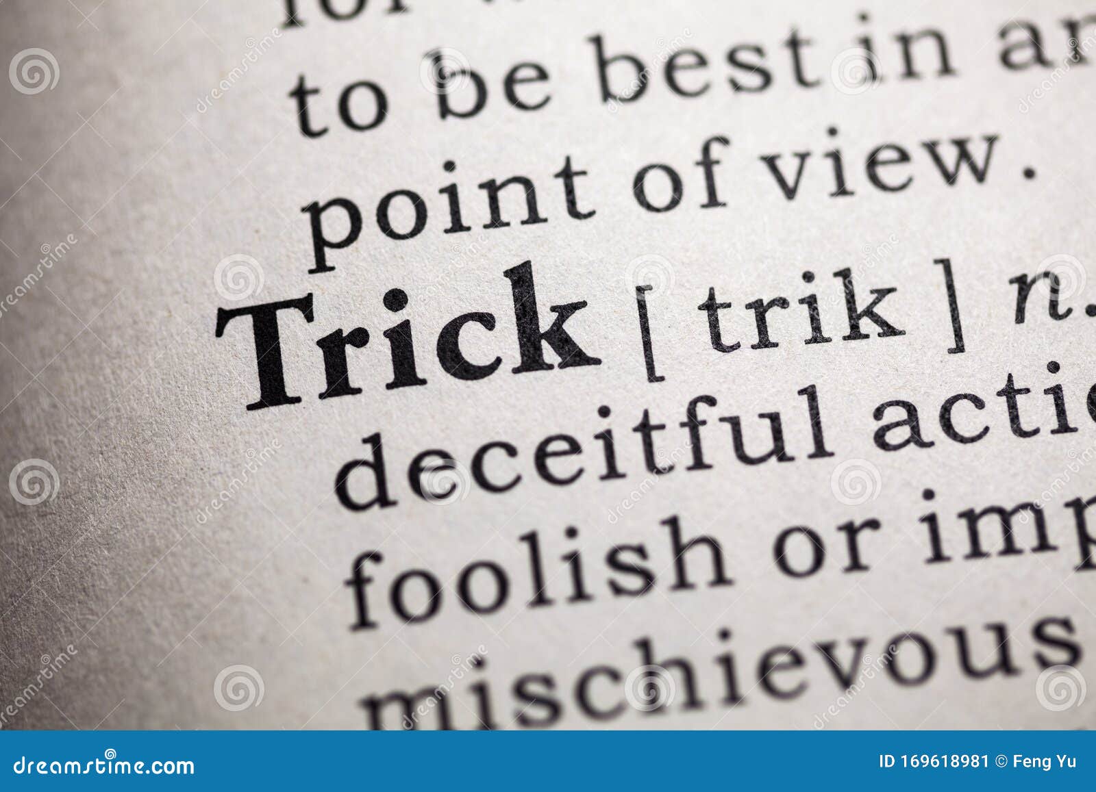Definition of the Word Trick Stock Image - Image of word, book: 169618981