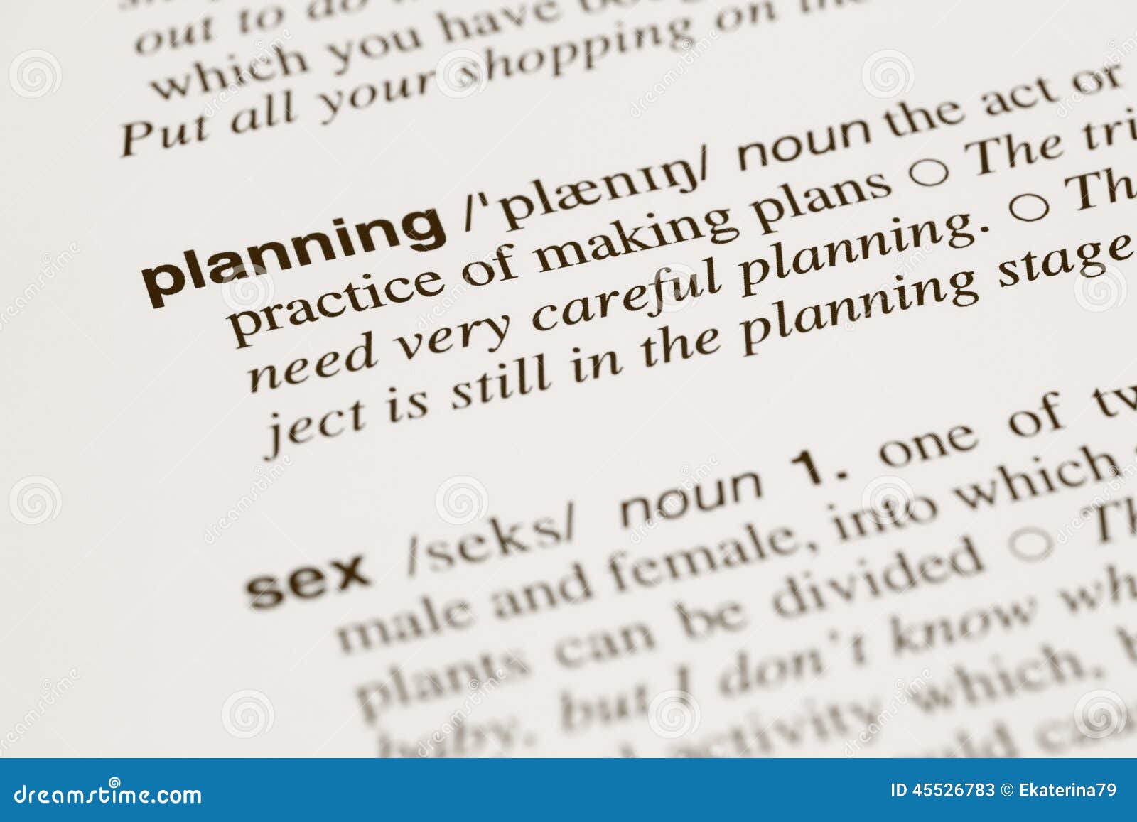 Definition Words Planning And Sex In Dictionary Stock Image Image Of