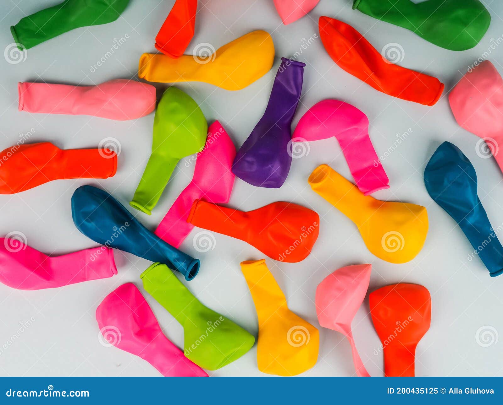 Deflated Balloons. Pile of Multiple Colorful Deflated Rubber Air ...