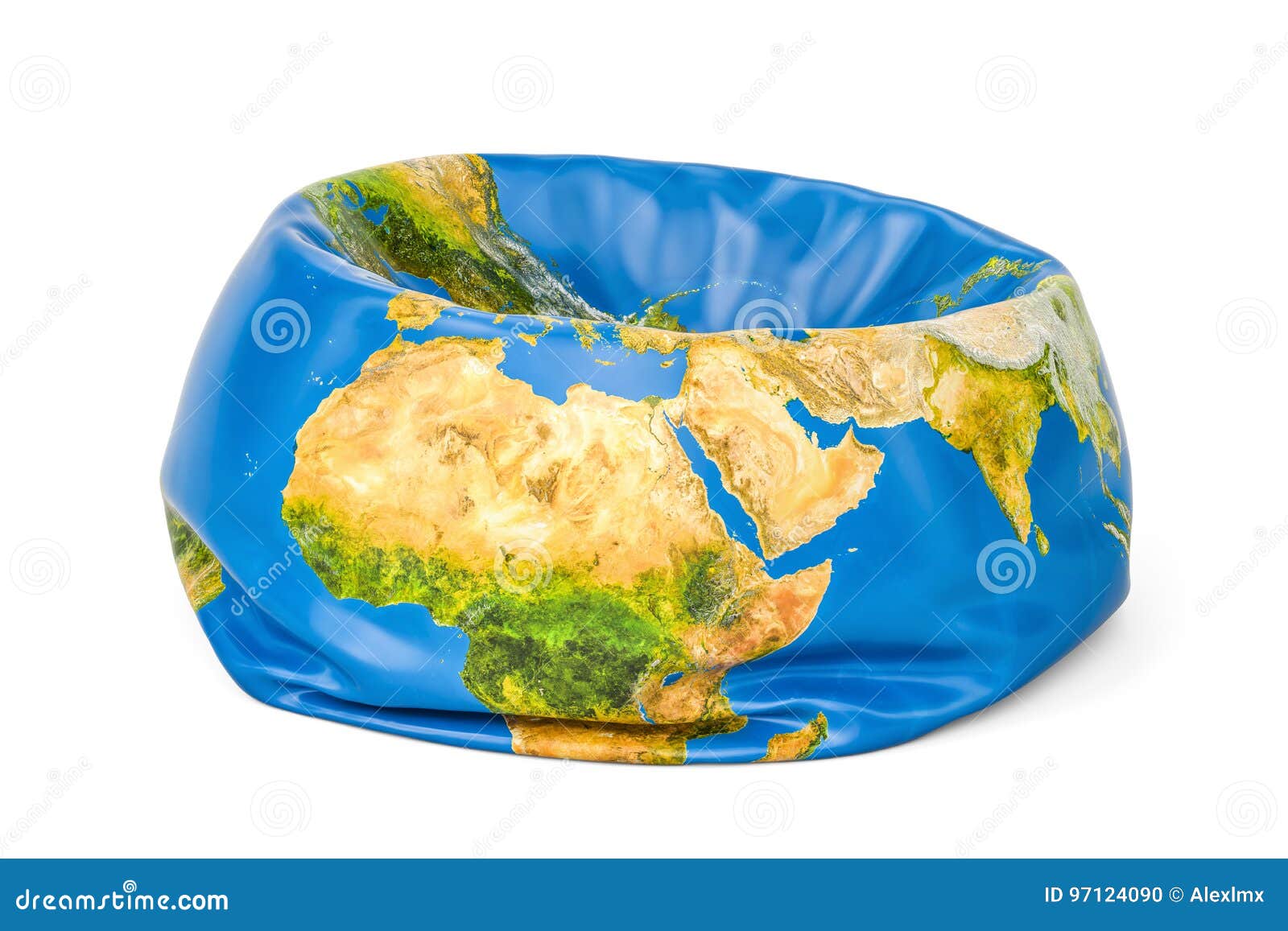 Deflated Globe Icon. Earth Planet Distorted Wireframe Isolated On White ...
