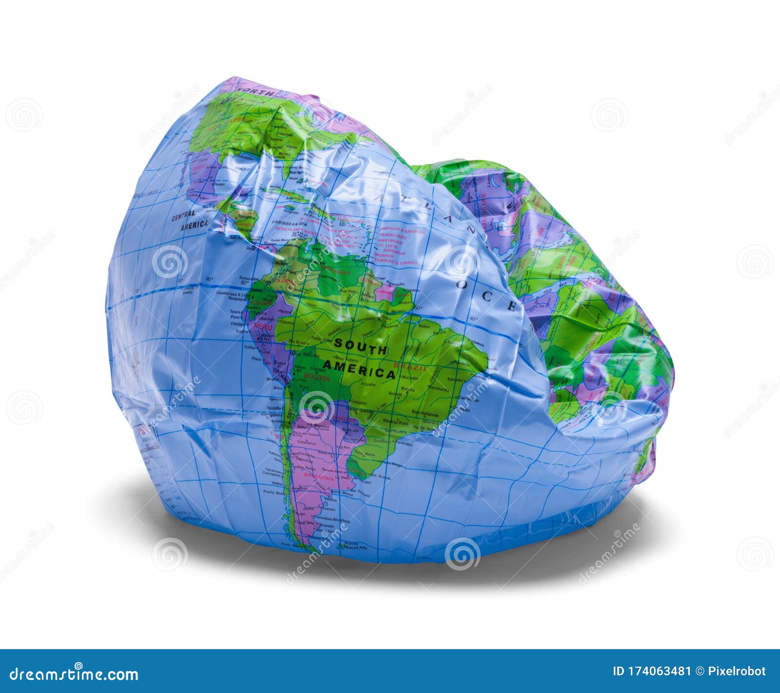 Deflated Globe stock image. Image of world, flat, globe - 174063481