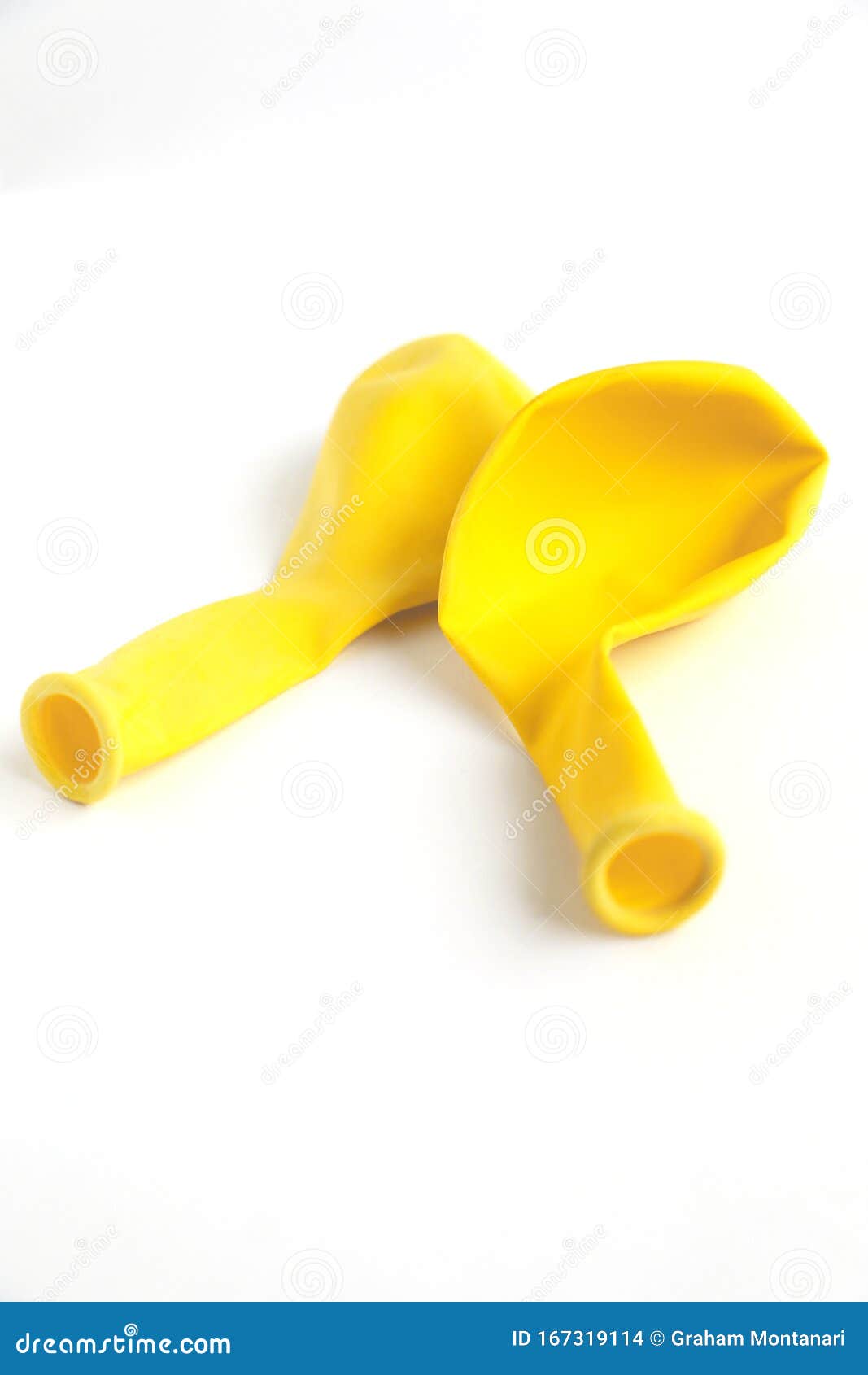 Deflated Yellow Balloon Isolated On A White Background Stock Photo ...