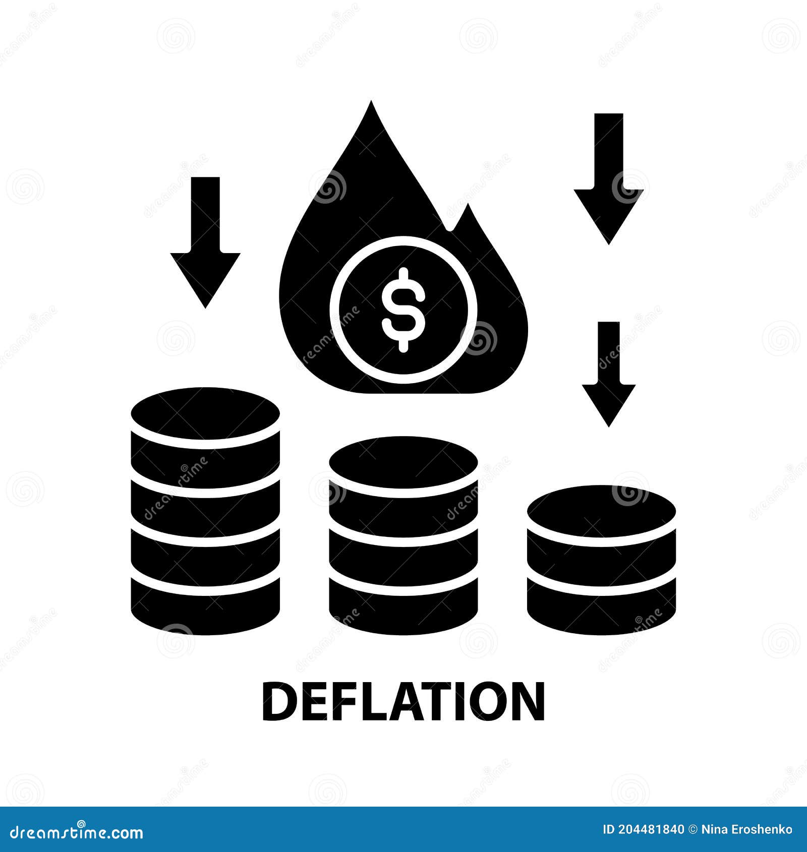 Deflation Icon, Black Vector Sign with Editable Strokes, Concept ...