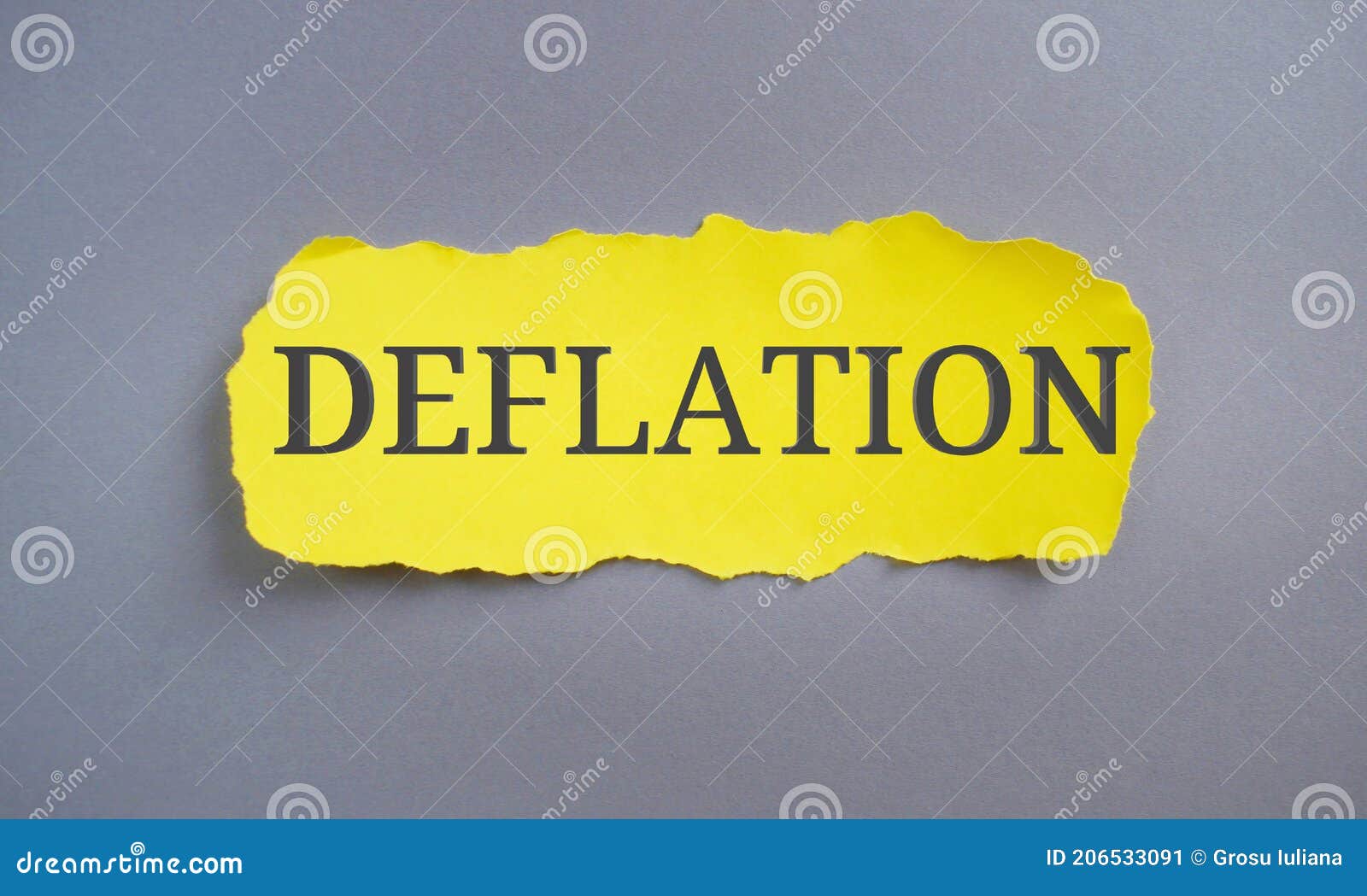 Deflation Word Written on Yellow Paper. Concept Meaning Decrease in the ...