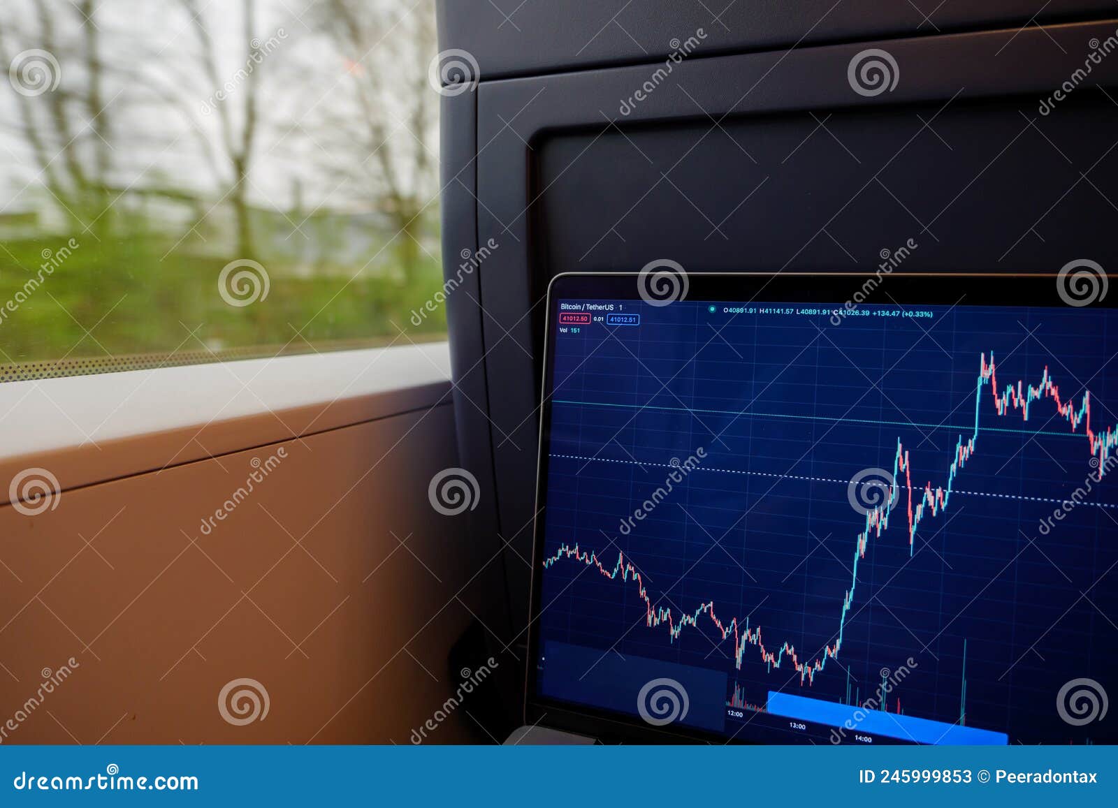 Graph On Laptop In The Train. Stock Photo | CartoonDealer.com #245999853
