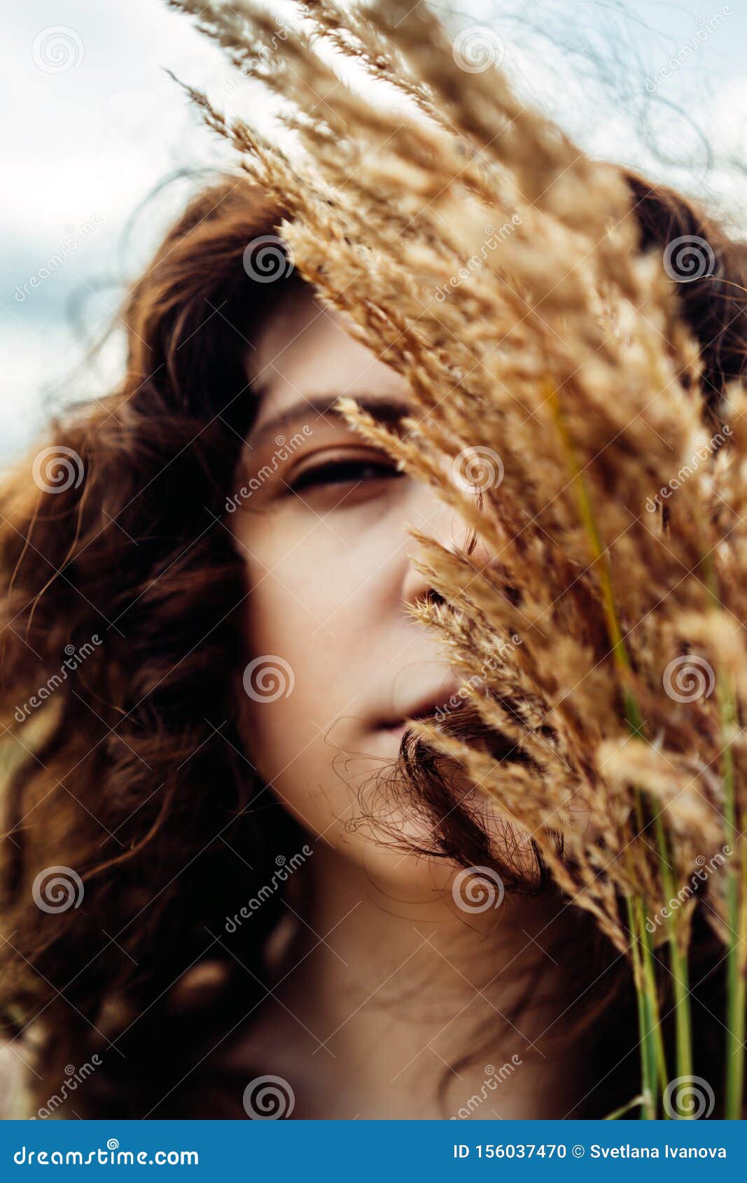 Defocus Portrait of Beautiful Young Curly Red-haired Girl with Ears ... Defocus Portrait of Beautiful Young Curly Red-haired Girl with Ears ...