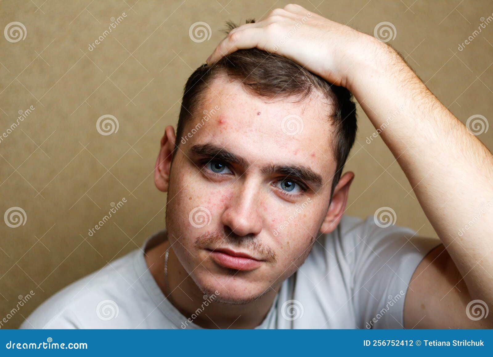 Defocus Portrait Of A Young Brunette Caucasian Man On Yellow Background ... Defocus Portrait Of A Young Brunette Caucasian Man On Yellow Background ...