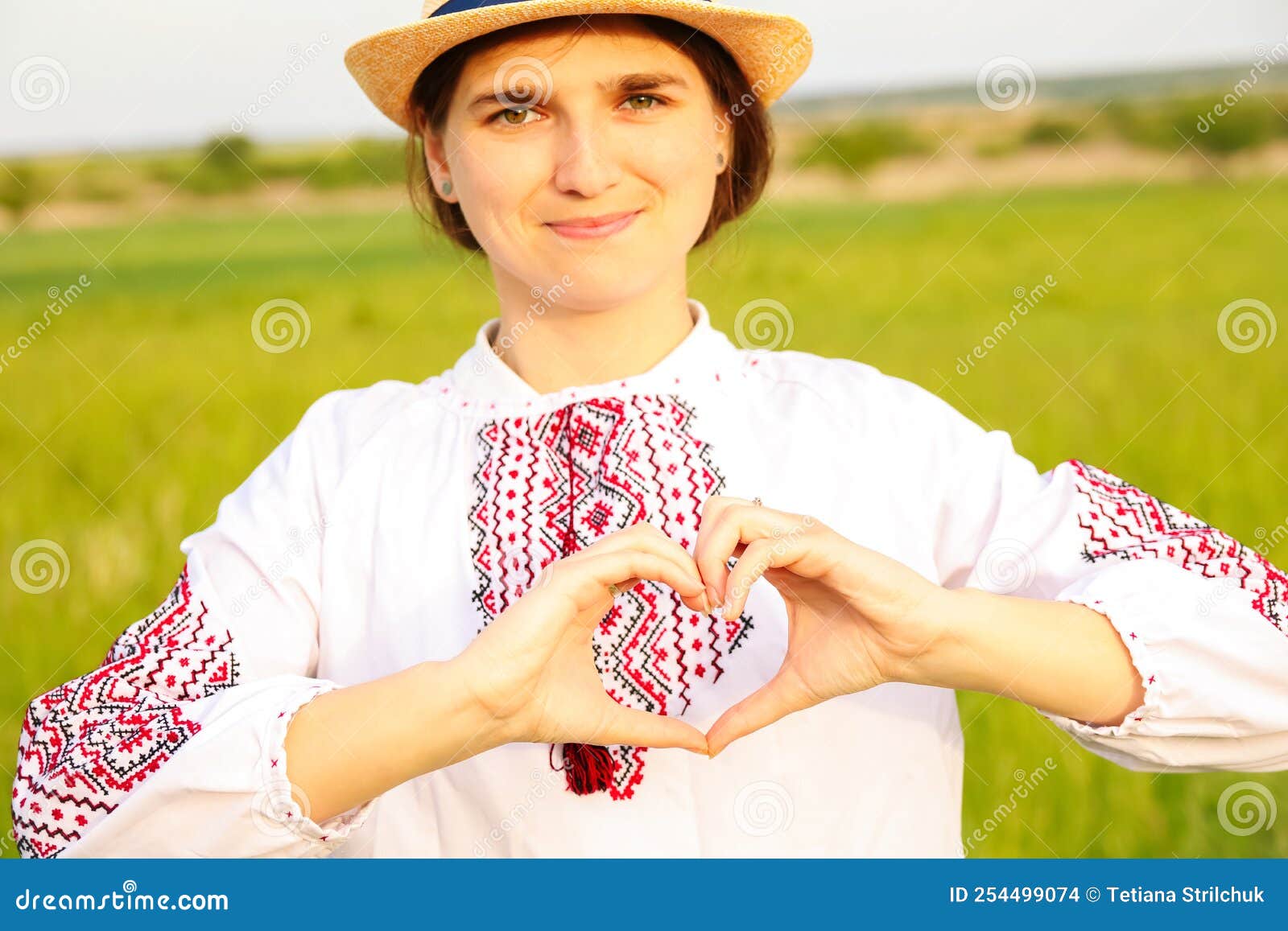 Defocus Young Ukrainian Woman Portrait. Meadow Nature Background ... Defocus Young Ukrainian Woman Portrait. Meadow Nature Background ...