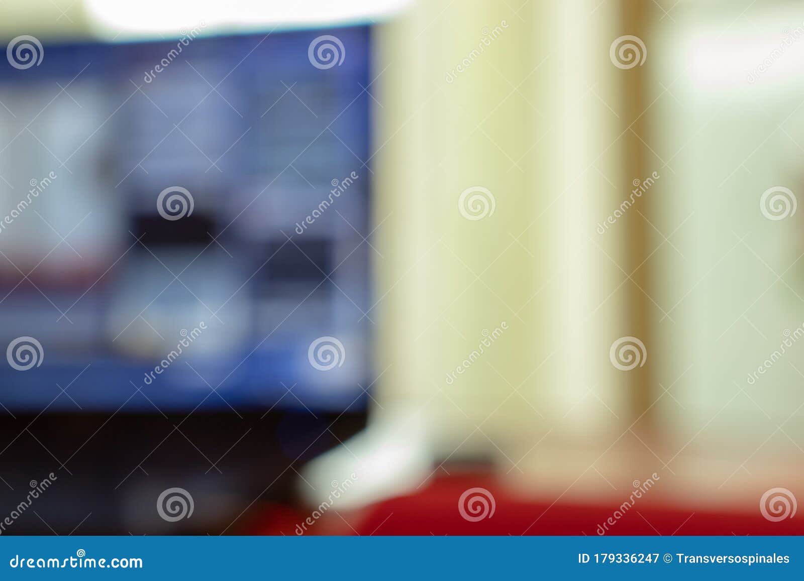 Defocused Blurred Desktop Background with Laptop Screen. Copy Space ...