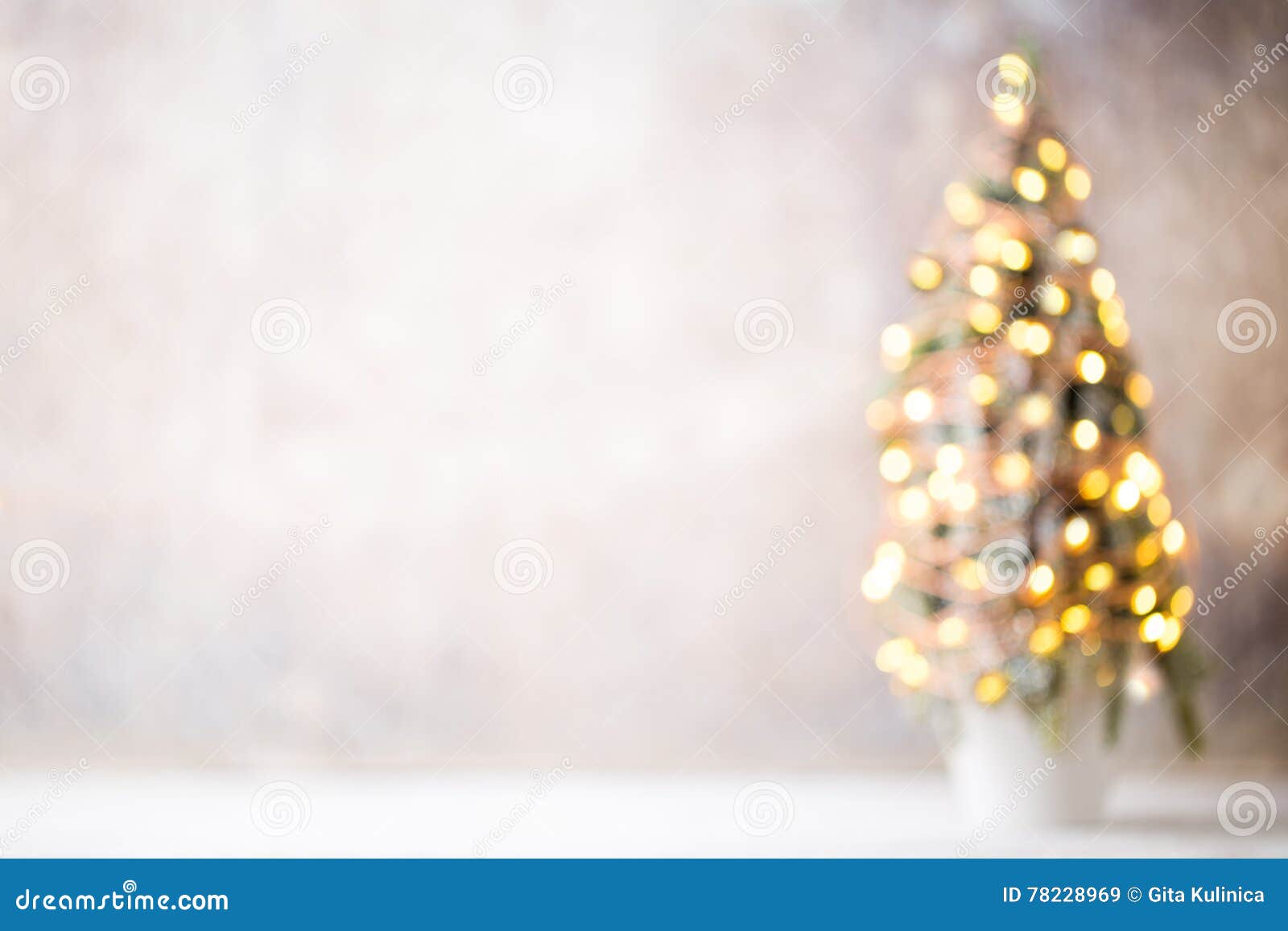 Defocused Christmas Tree Silhouette with Blurred Lights. Stock Image ...