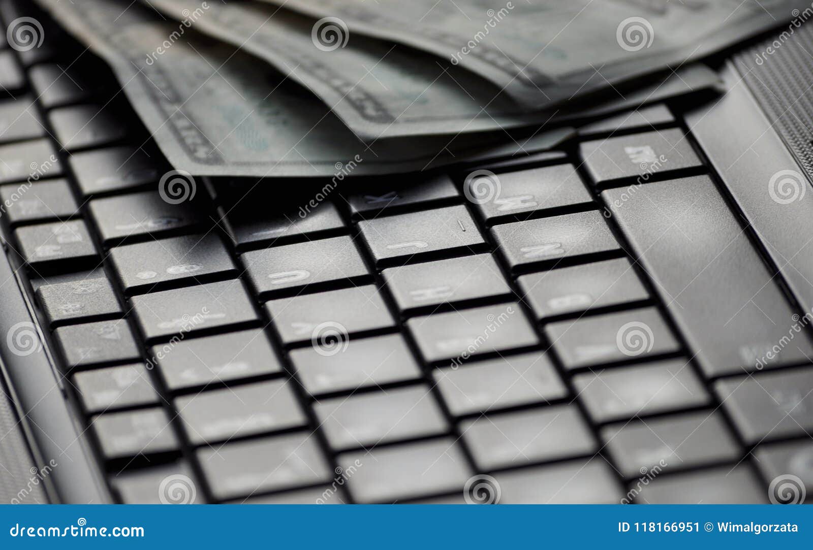 Blurry Money on the Computer Keyboard. Stock Image - Image of focus ...