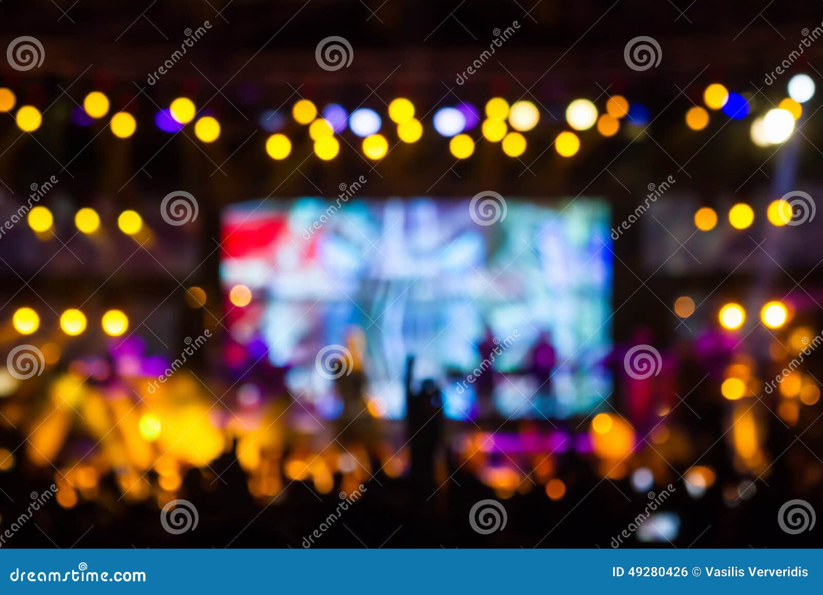 Defocused Entertainment Concert Lighting on Stage, Bokeh. Stock Photo ...