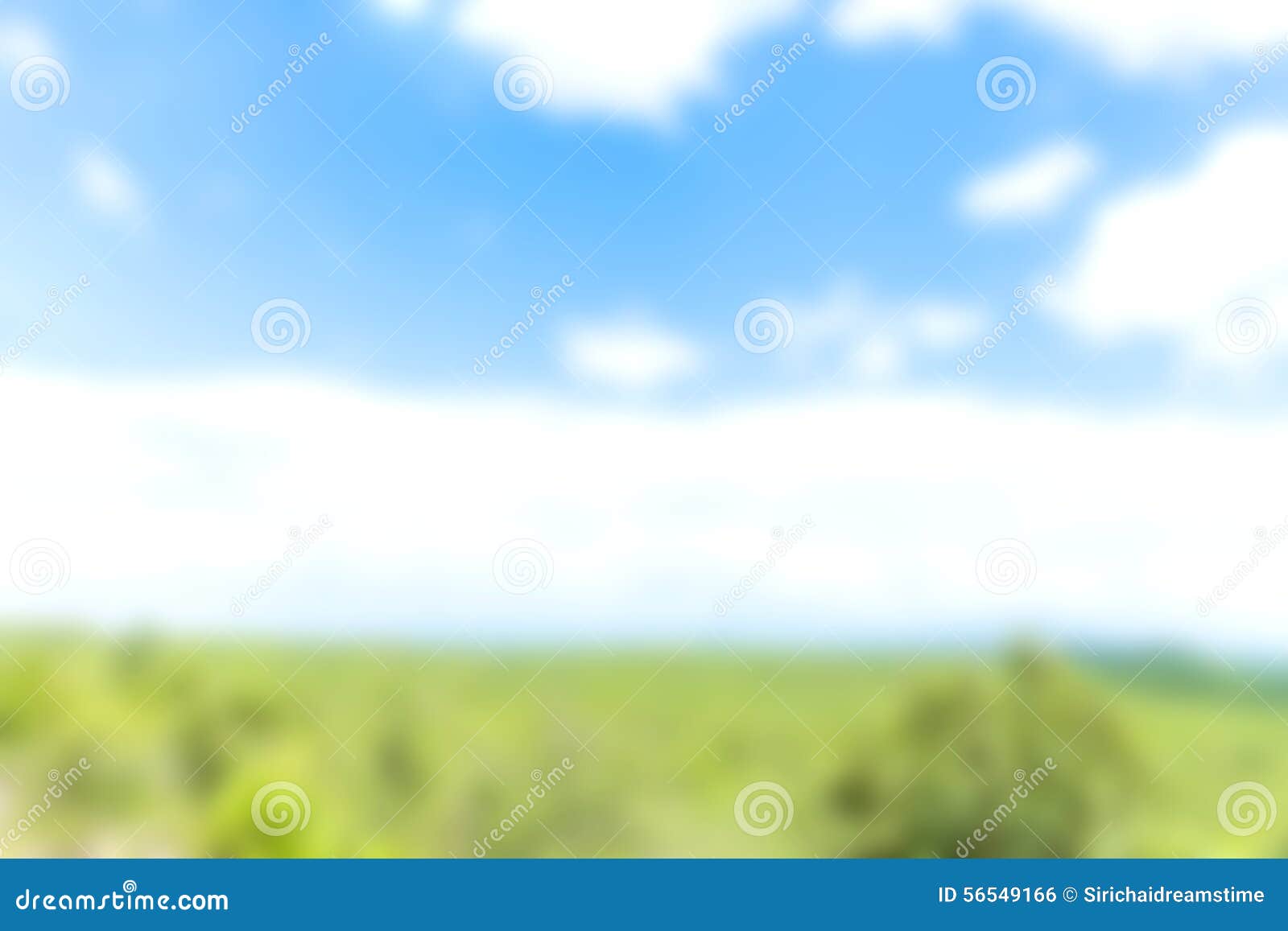 Defocused Green Tree and Cloud on Blue Sky Stock Photo - Image of ...