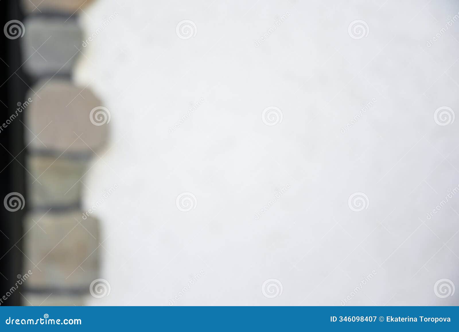 Defocused Image, the Wall of the House is Covered with White Relief ...