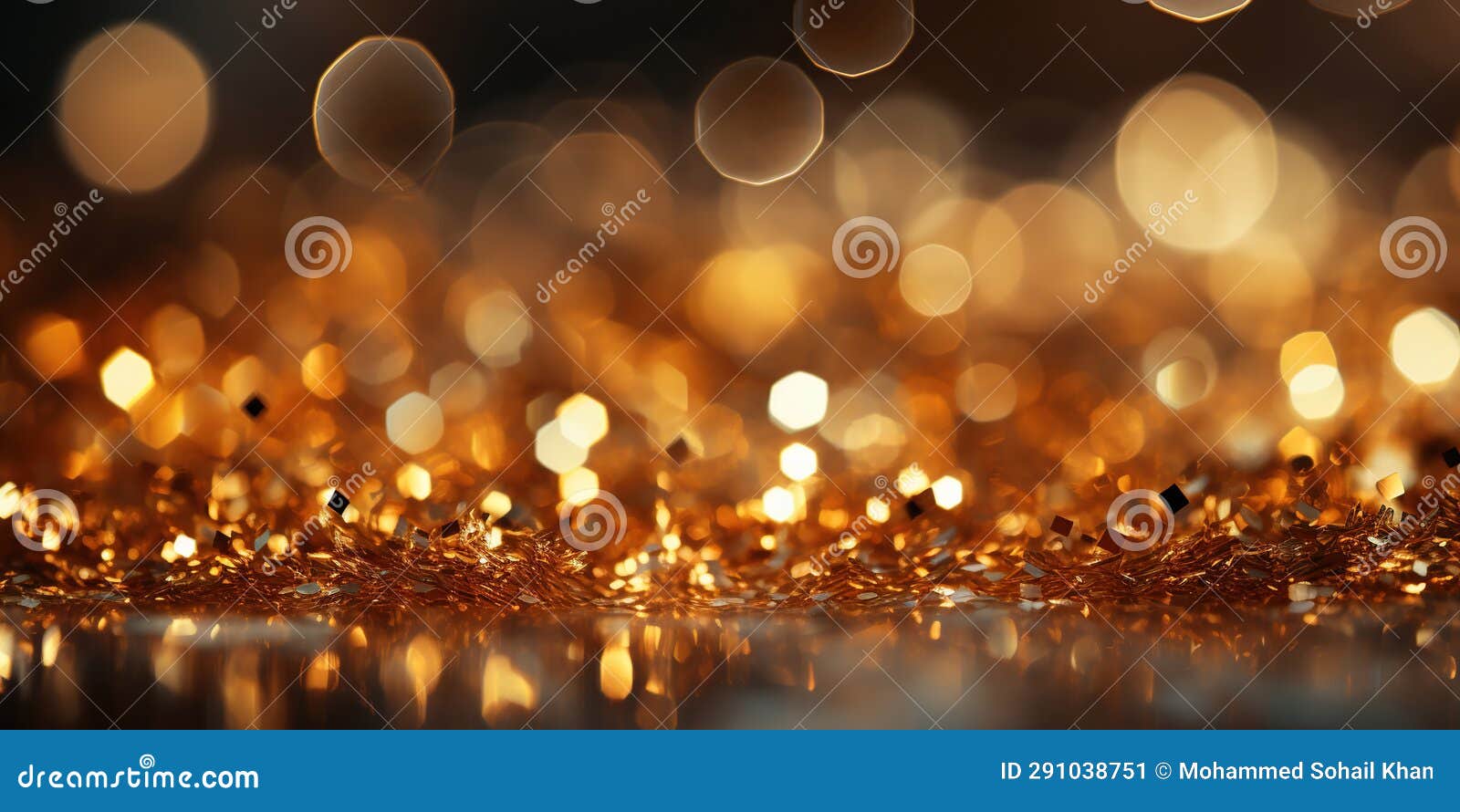 Defocused Macro Sparks Fall and Sparkle in Ray of Light Gold Glitter ...