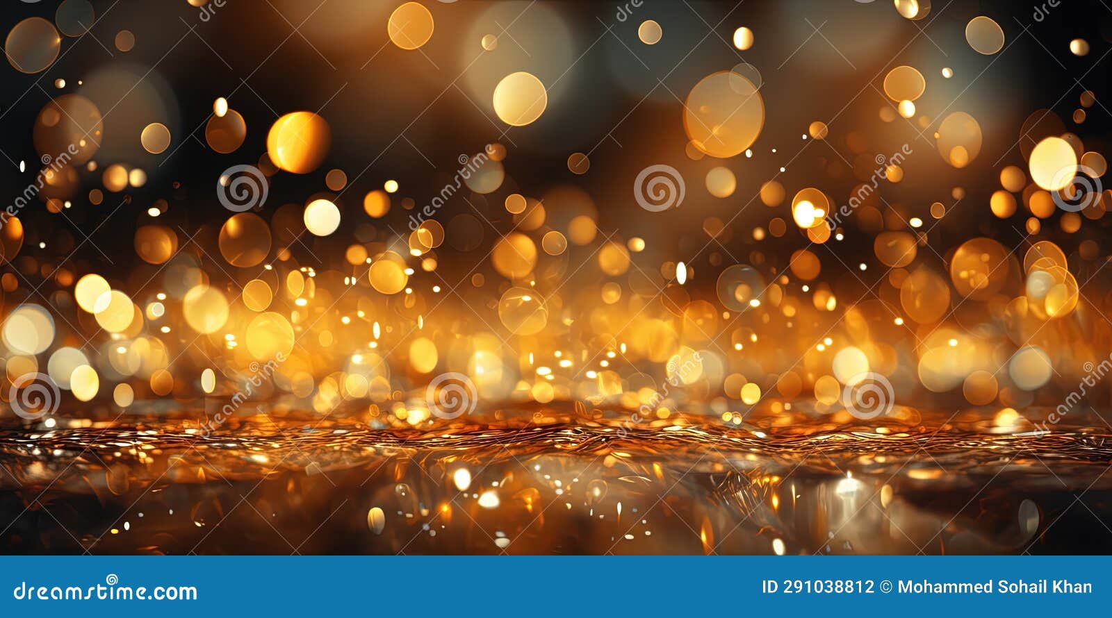 Defocused Macro Sparks Fall and Sparkle in Ray of Light Gold Glitter ...