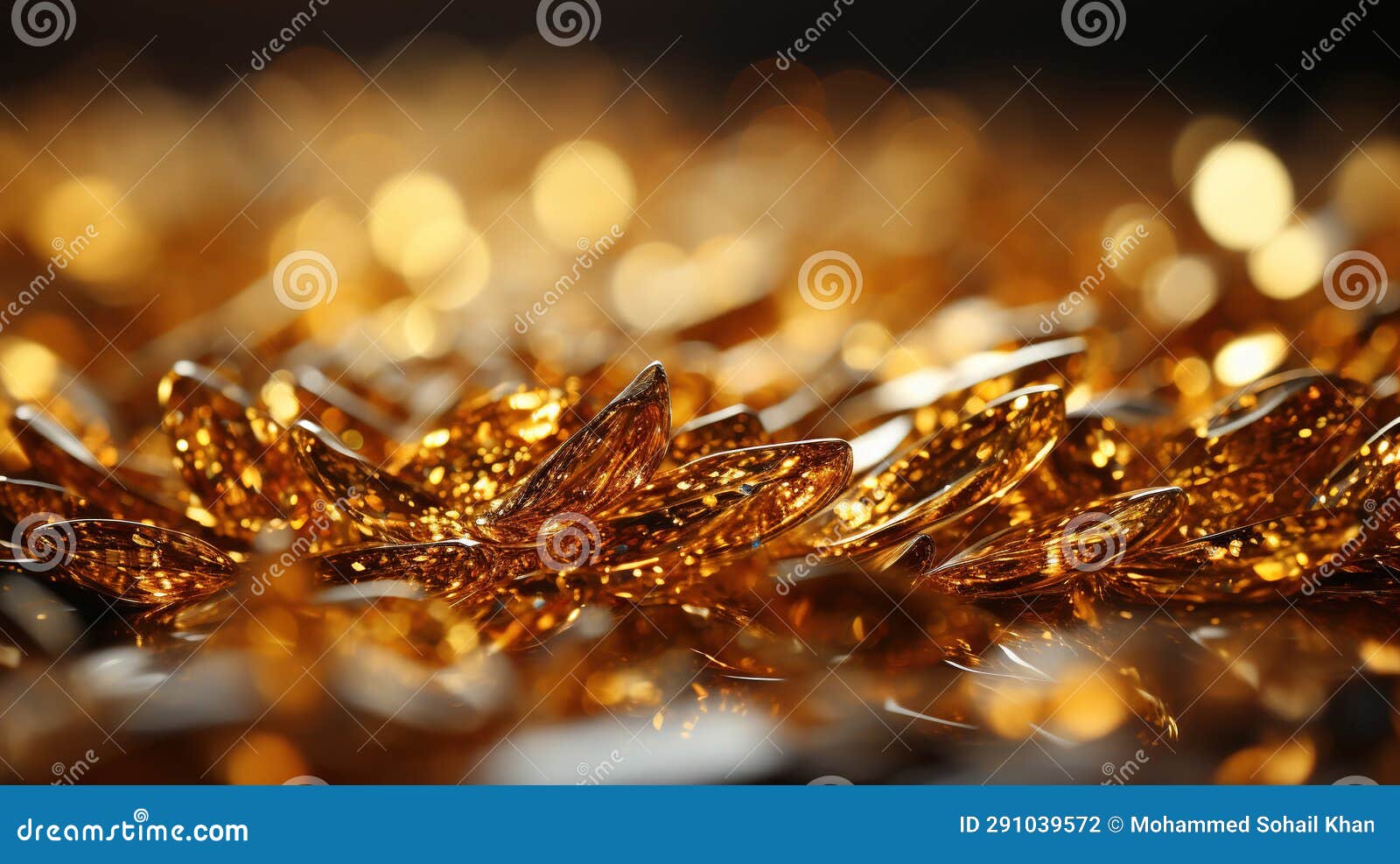 Defocused Macro Sparks Fall and Sparkle in Ray of Light Gold Glitter ...
