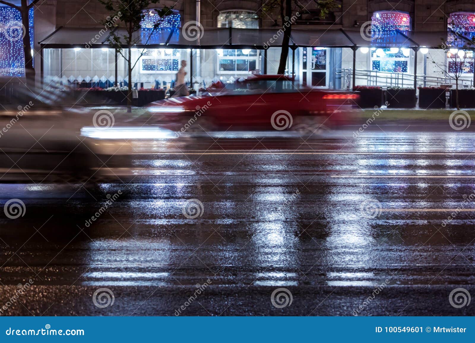 Defocused View of City Traffic during Rain at Night Stock Image - Image ...