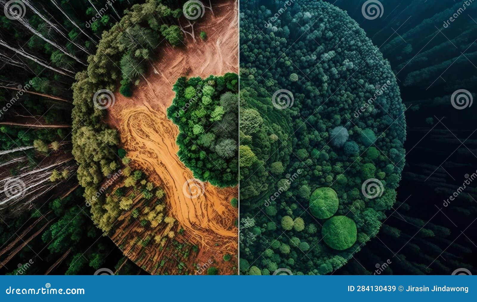 Deforestation. Aerial View Of Logging In Forest. Generative Ai Art ...