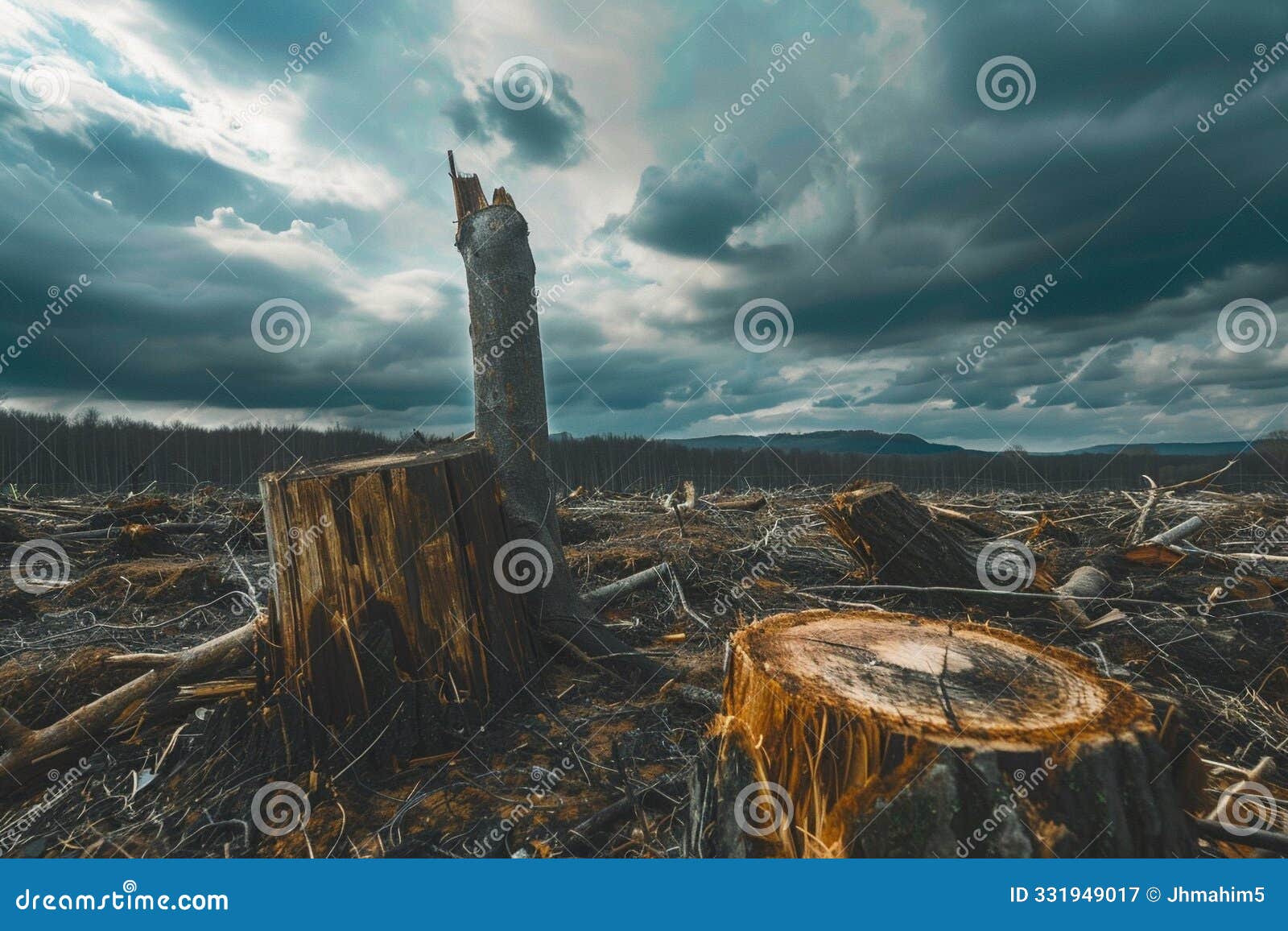Deforestation a Bleak Landscape Stock Illustration - Illustration of ...